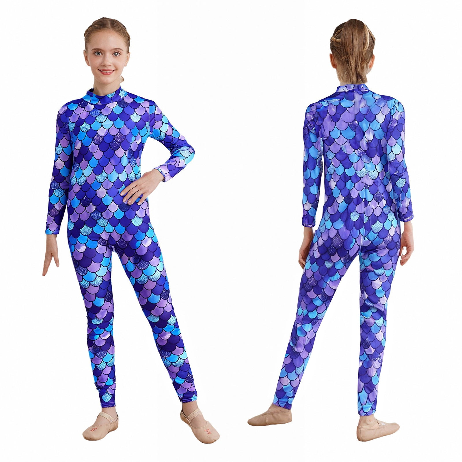 iiniim Kids Girls Stretchy Full Length Long Sleeve Unitard Bodysuit ...