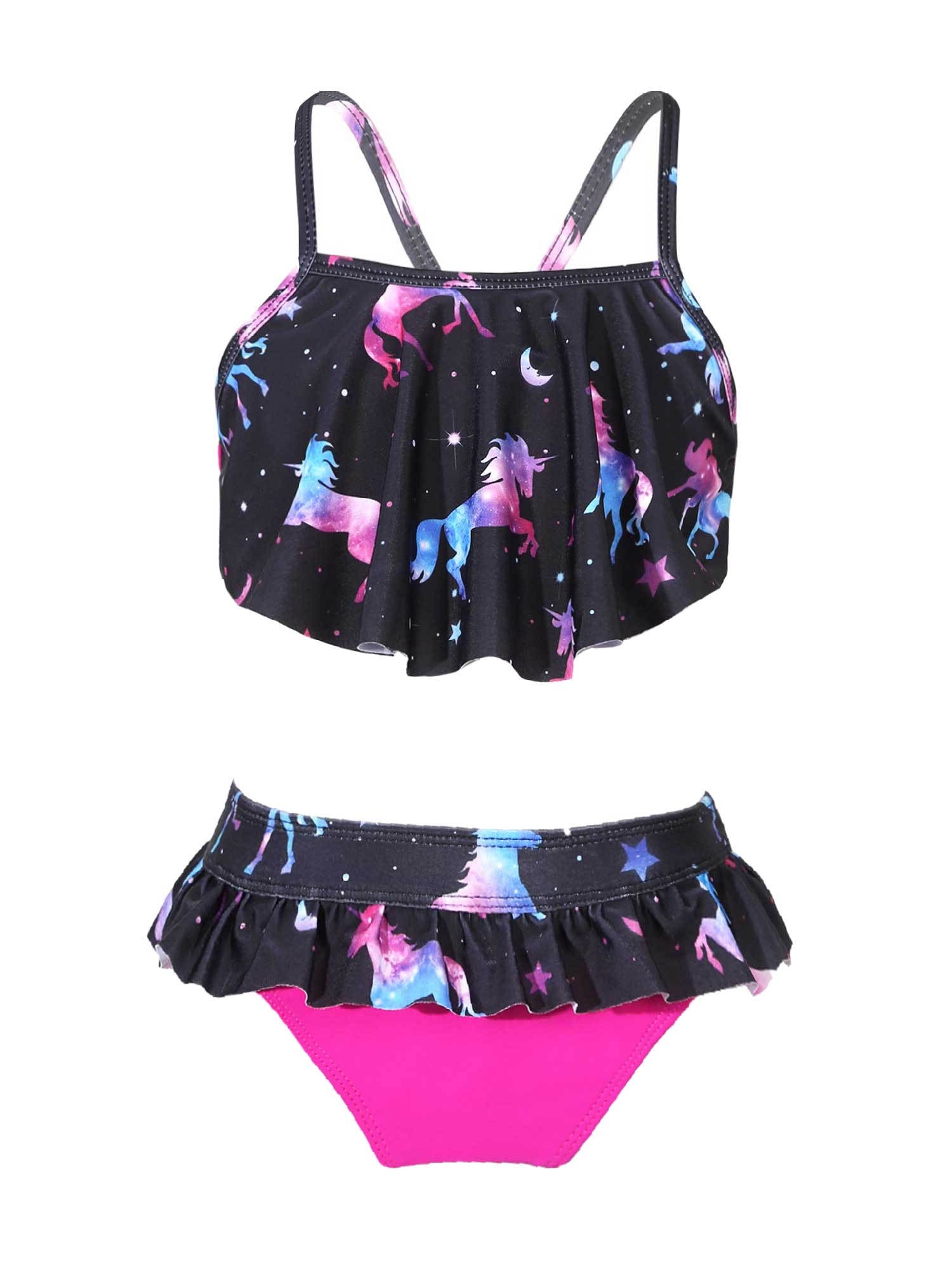 iiniim Kids Girls Swimsuit Ruffle Swimwear Criss Cross Camisole Tankini ...