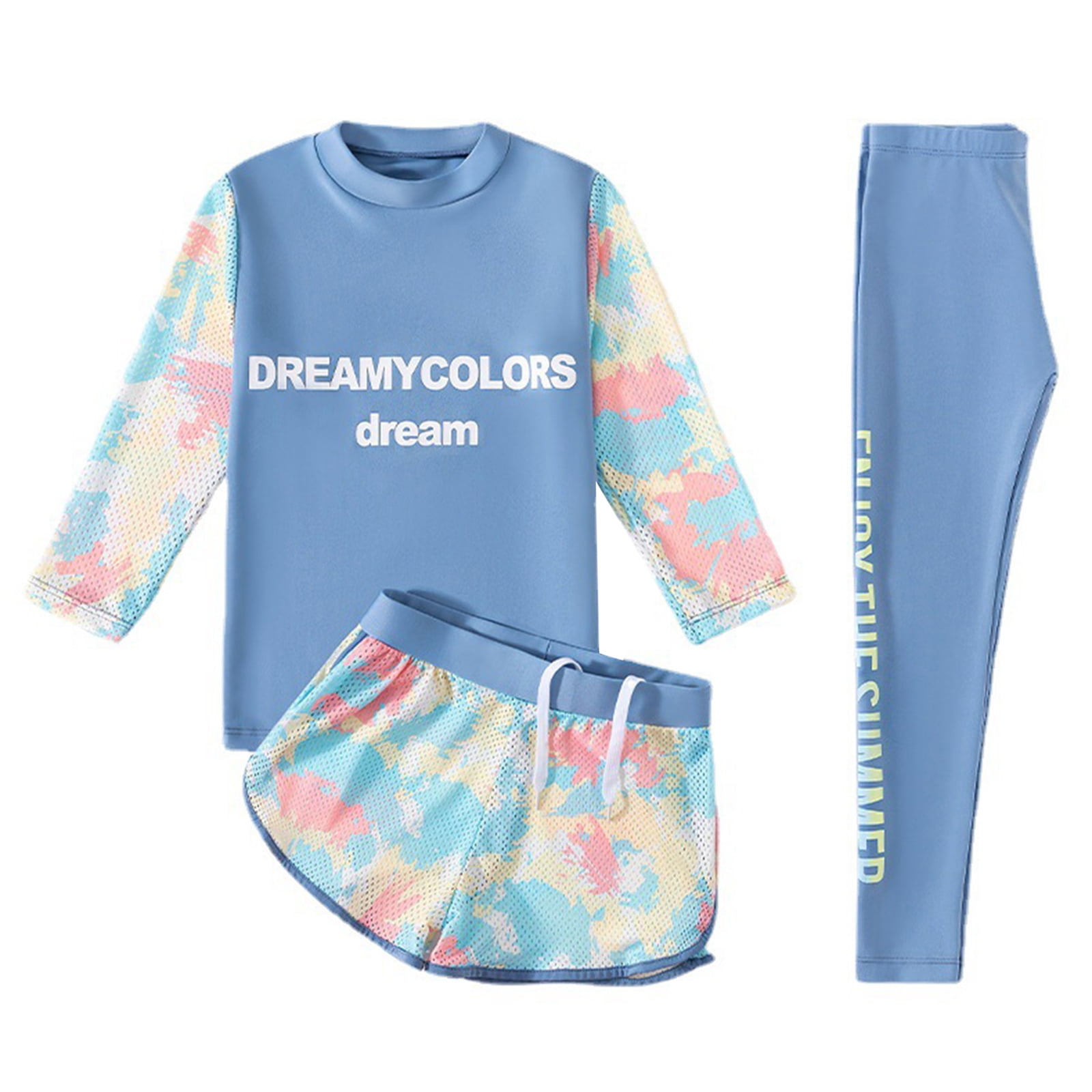 iiniim Kids Girls Three Pieces Tankini Sets Rashguard Shirt with Pants ...
