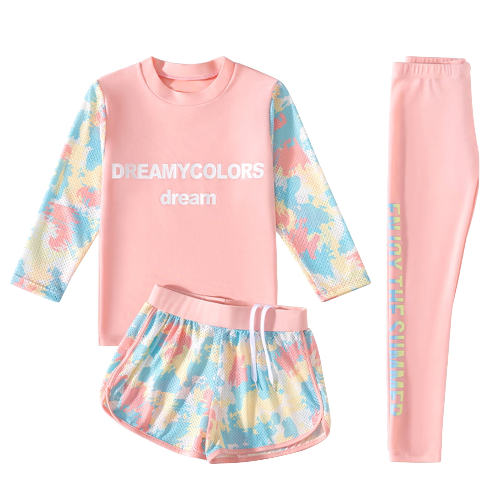iiniim Kids Girls Three Pieces Tankini Sets Rashguard Shirt with Pants ...
