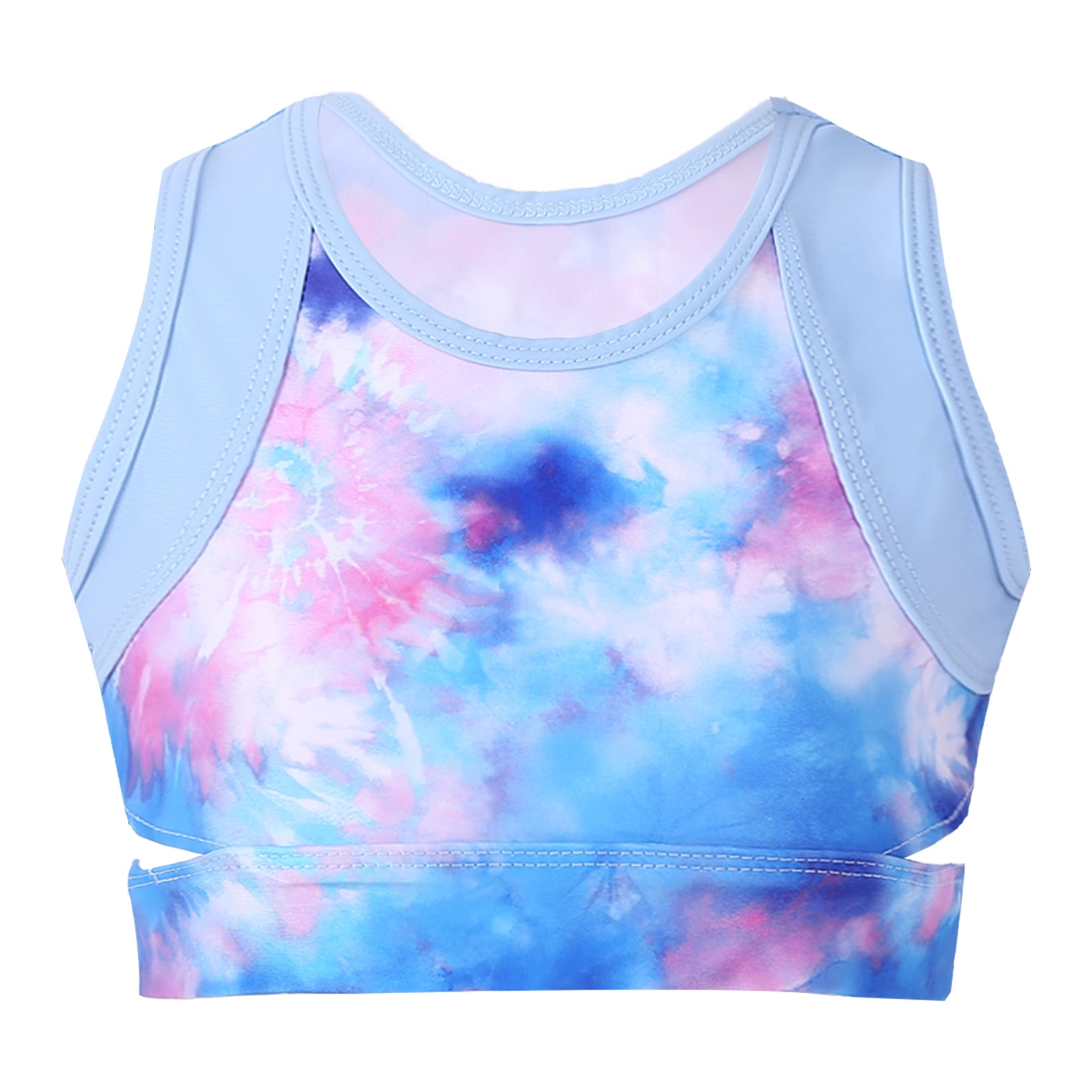iiniim Kids Girls Tie Dye Cutout Back Crop Top Gymnastics Dance Workou ...