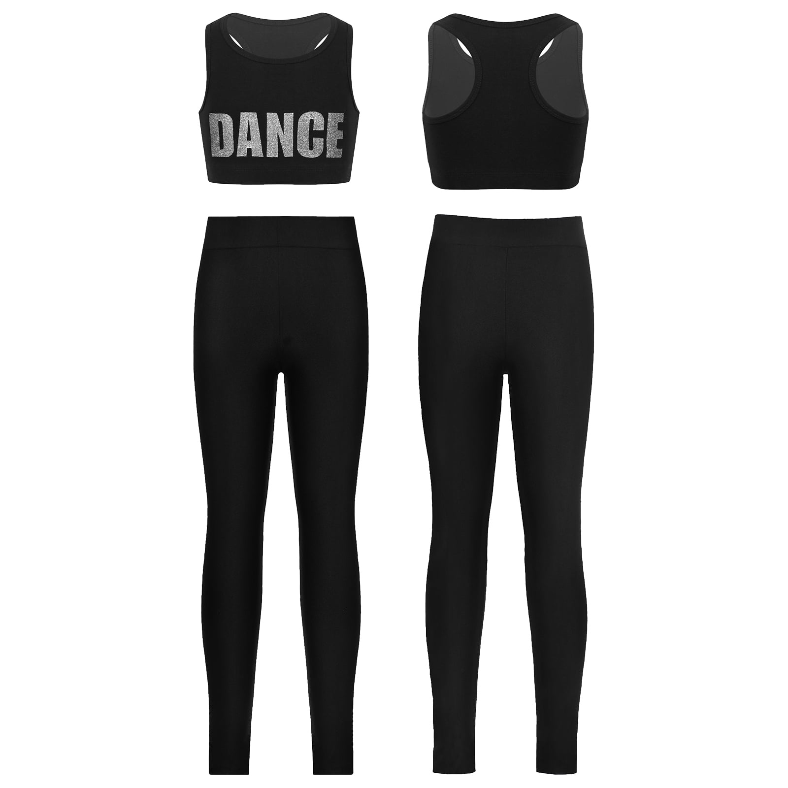 iiniim Kids Girls Two Piece Dance Outfit Tracksuit Crop Top with ...