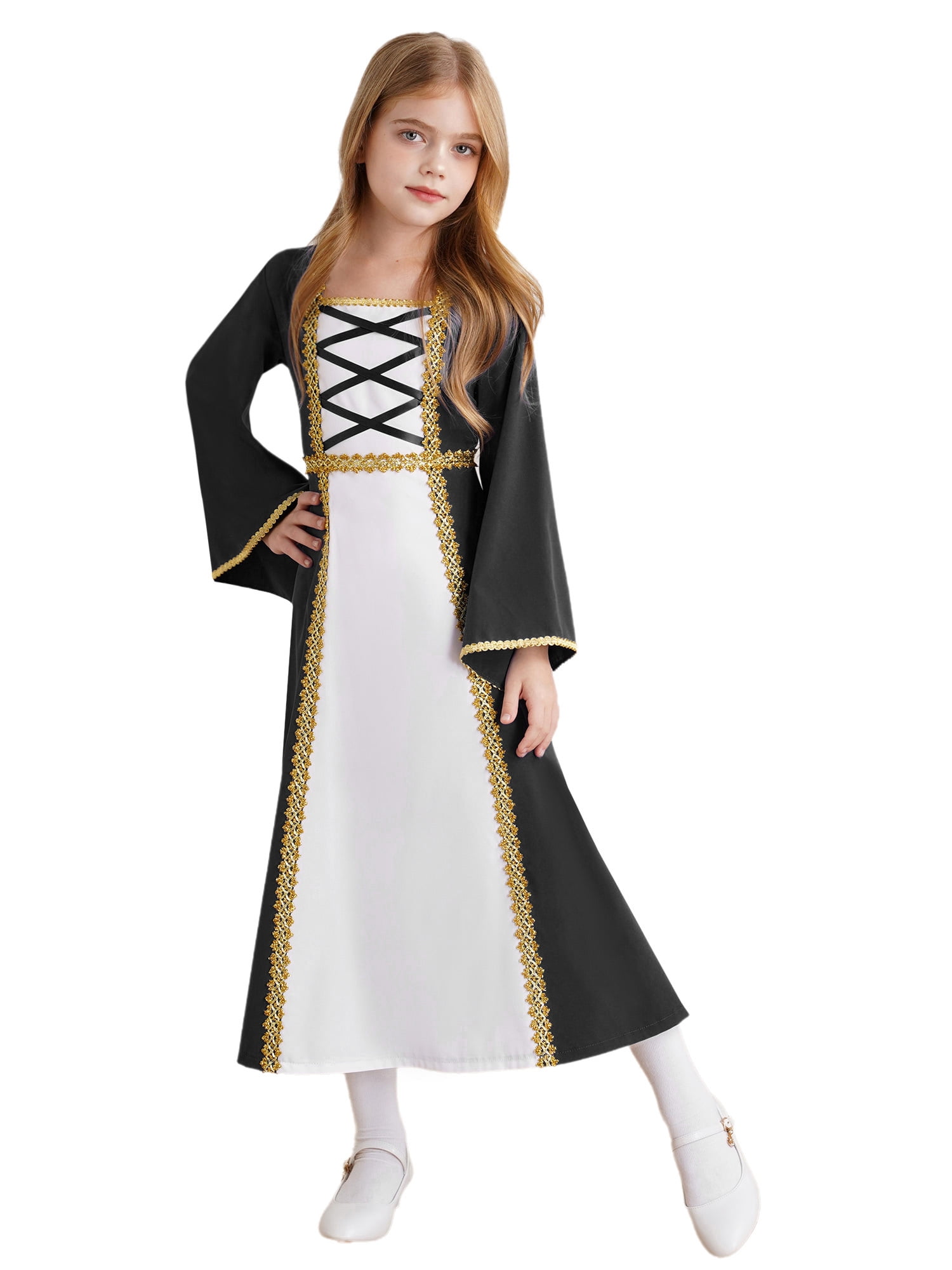iiniim Kids Girls Victorian Queen Robe Gown Bell Long Sleeve Maxi Dress ...