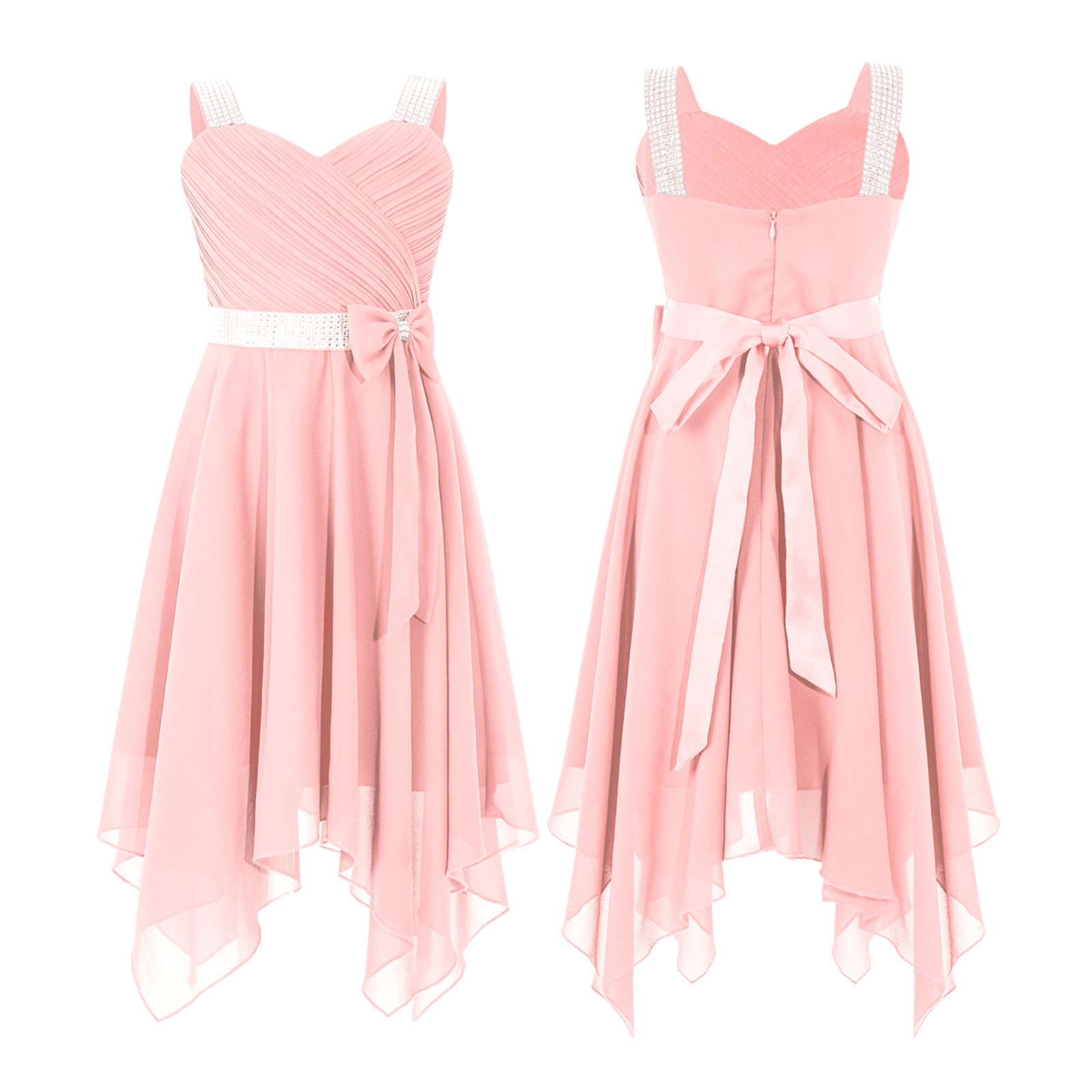 iiniim Kids Shiny Rhinestone Ball Gown Chiffon Wedding Flower Girls ...