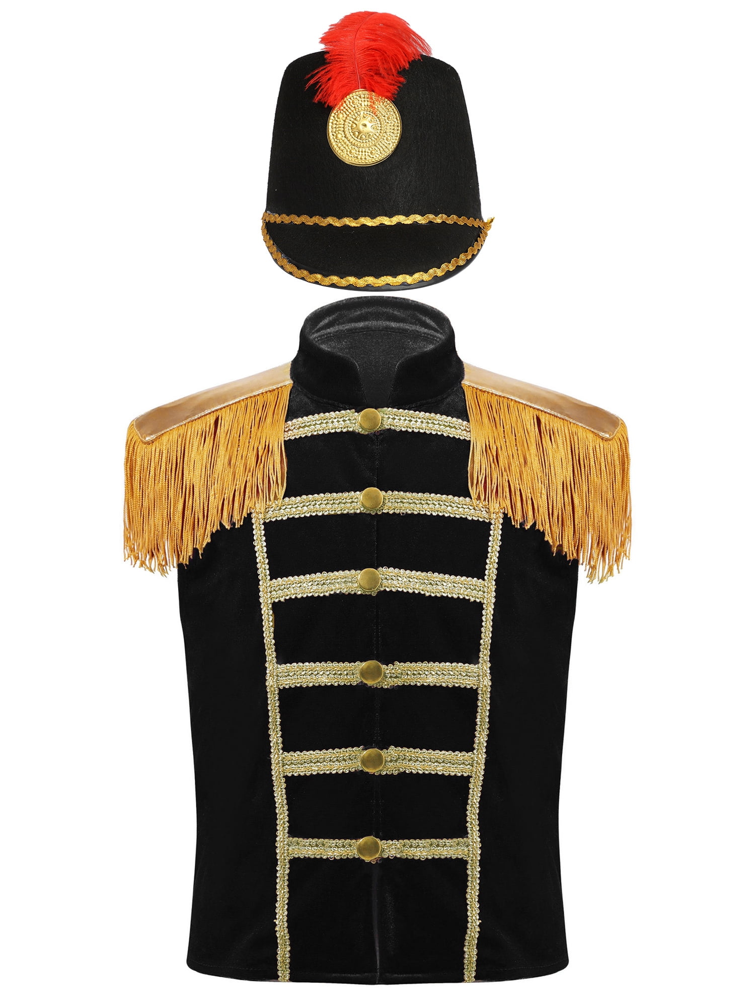 iiniim Kids Stand Collar Sleeveless Fringe Epaulet Buttons Vest with a ...