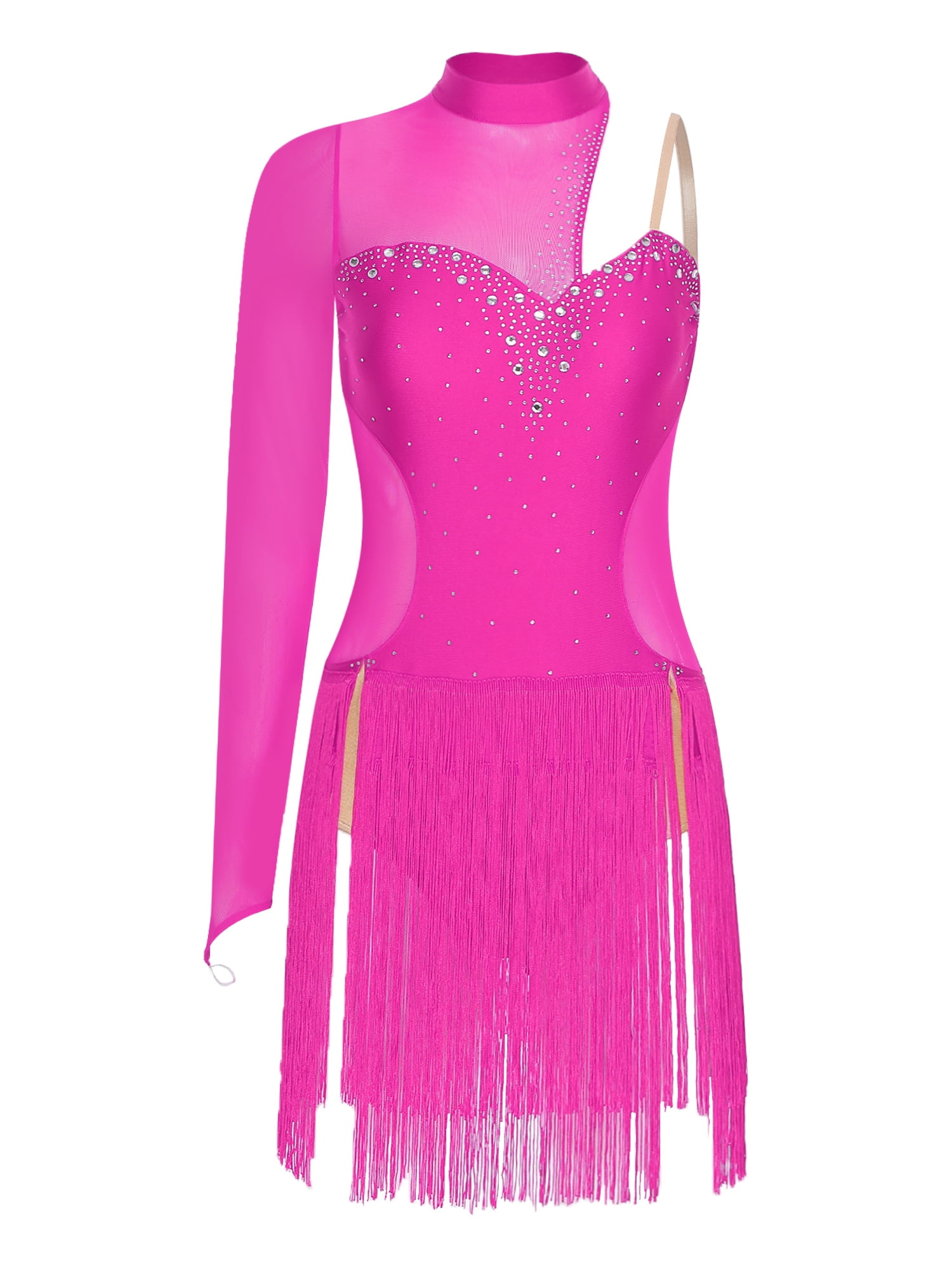iiniim Latin Dance Dress Women Rumba Chacha Tango Single Sleeves ...