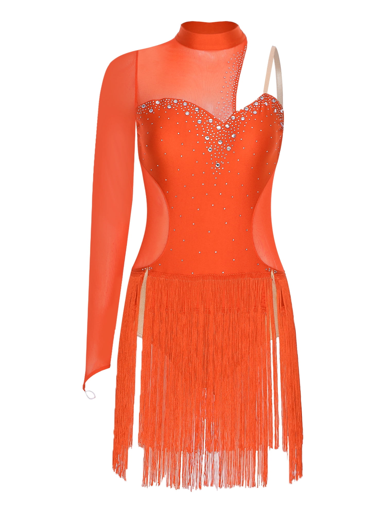 iiniim Latin Dance Dress Women Rumba Chacha Tango Single Sleeves ...