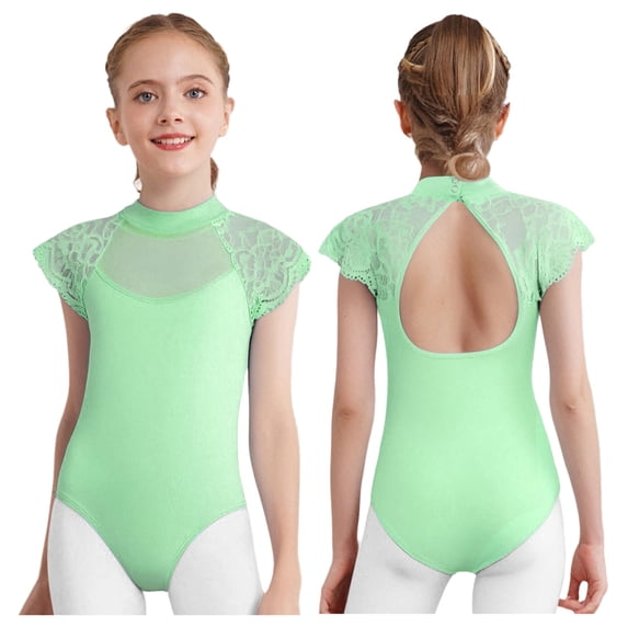 iiniim Leotard for Girls Lace Sleeves Ballet Dance Bodysuit Classic ...