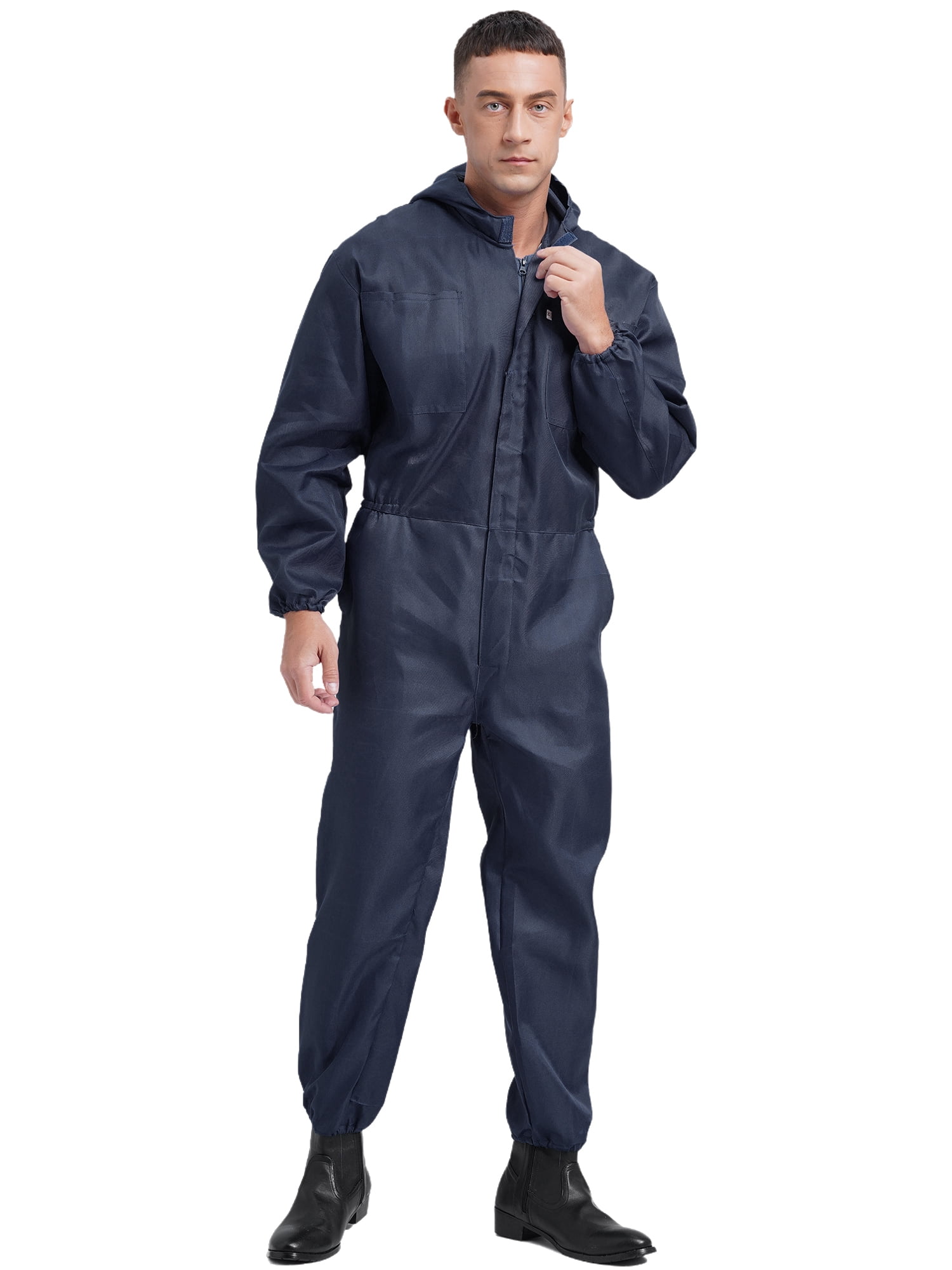 iiniim Men Long Sleeve Hooded Dustproof Mechanic Uniform Workshop Auto ...