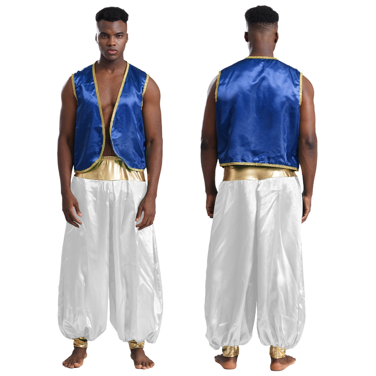 iiniim Mens Arabian Prince Costume Open Front Vest with Pants Halloween ...