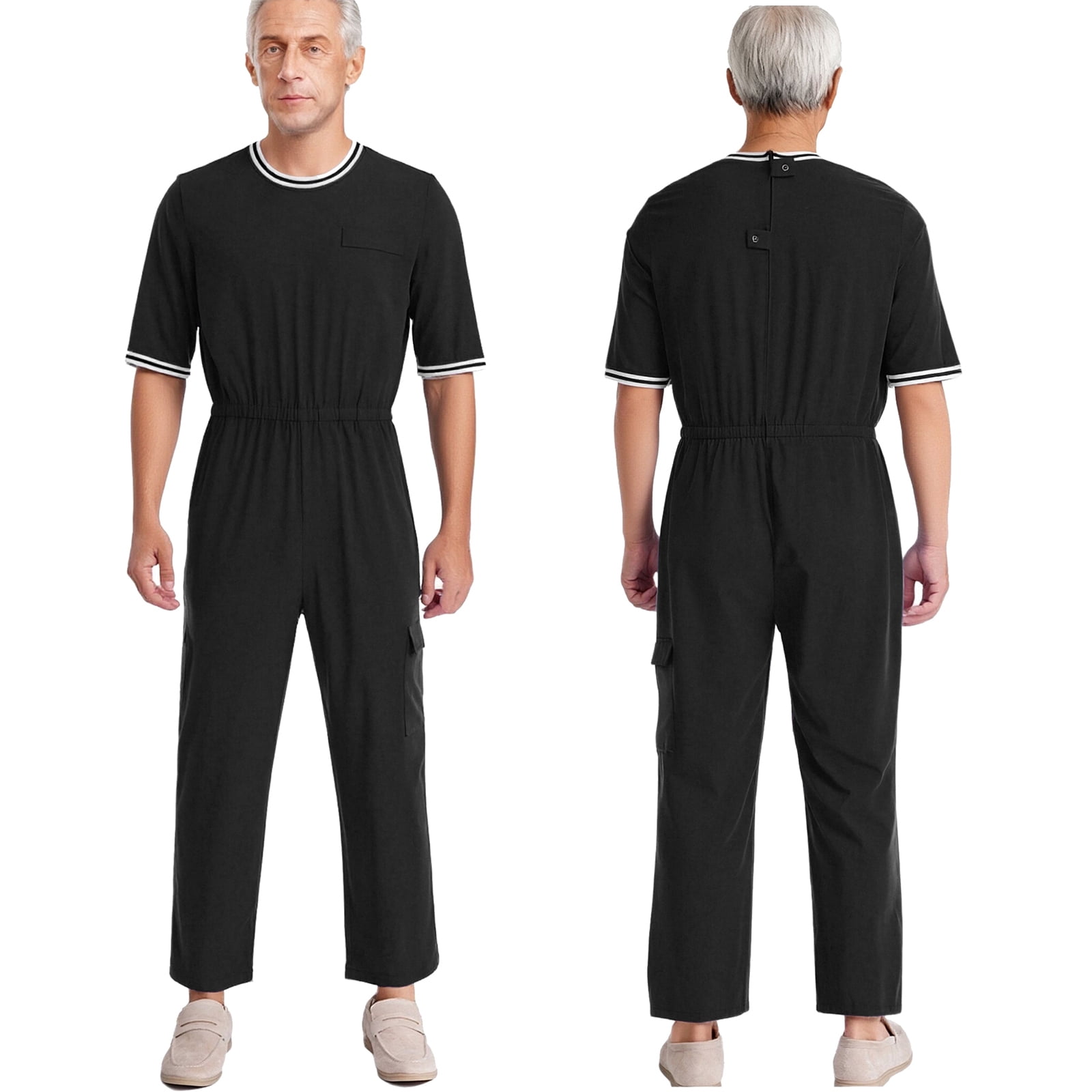 iiniim Men's Alzheimer's Pajamas Short Sleeves Overall with Zipper at ...