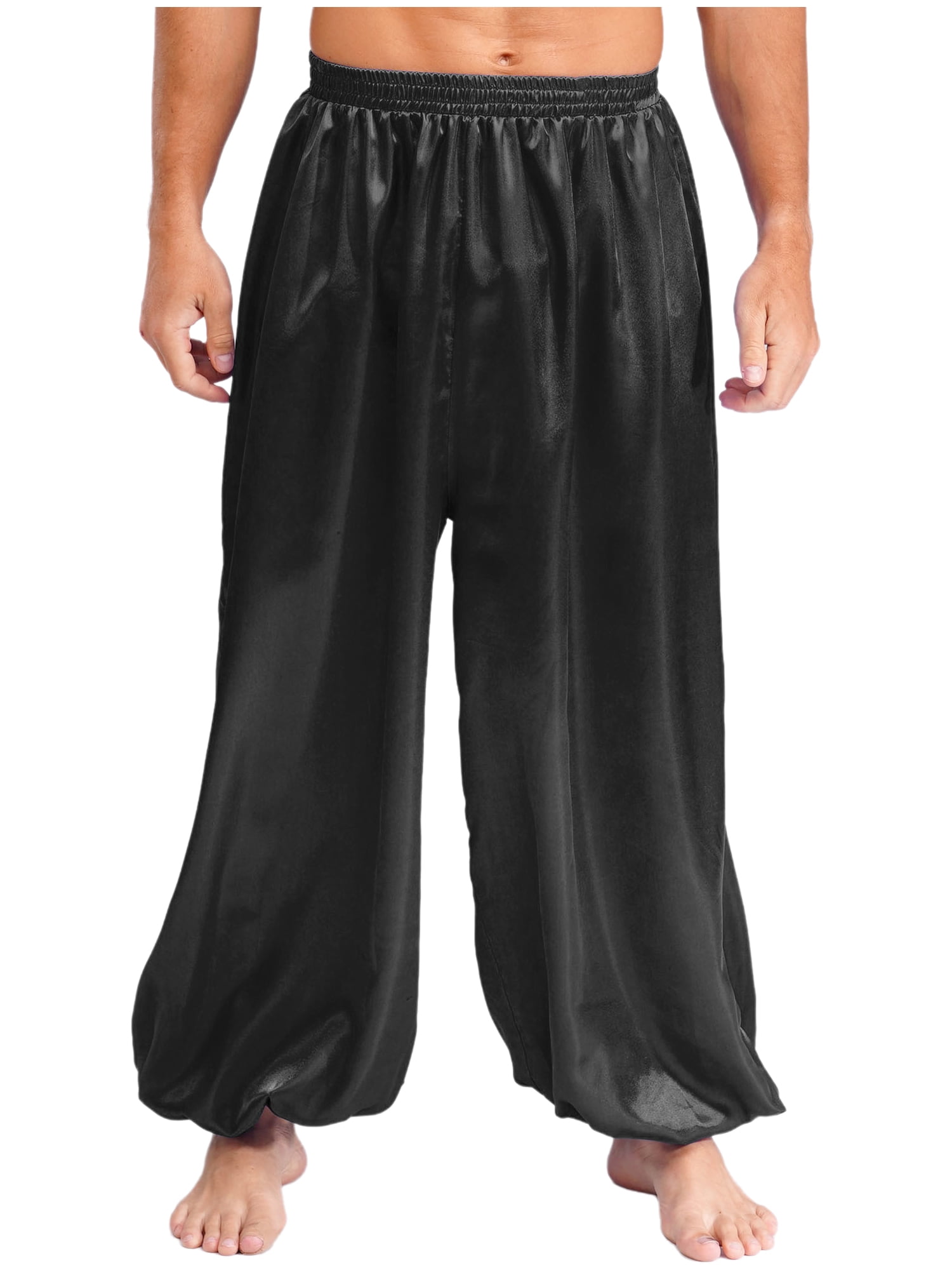 iiniim Men's Belly Dance Pants Satin Silky Loose Fit Comfy Bloomers ...