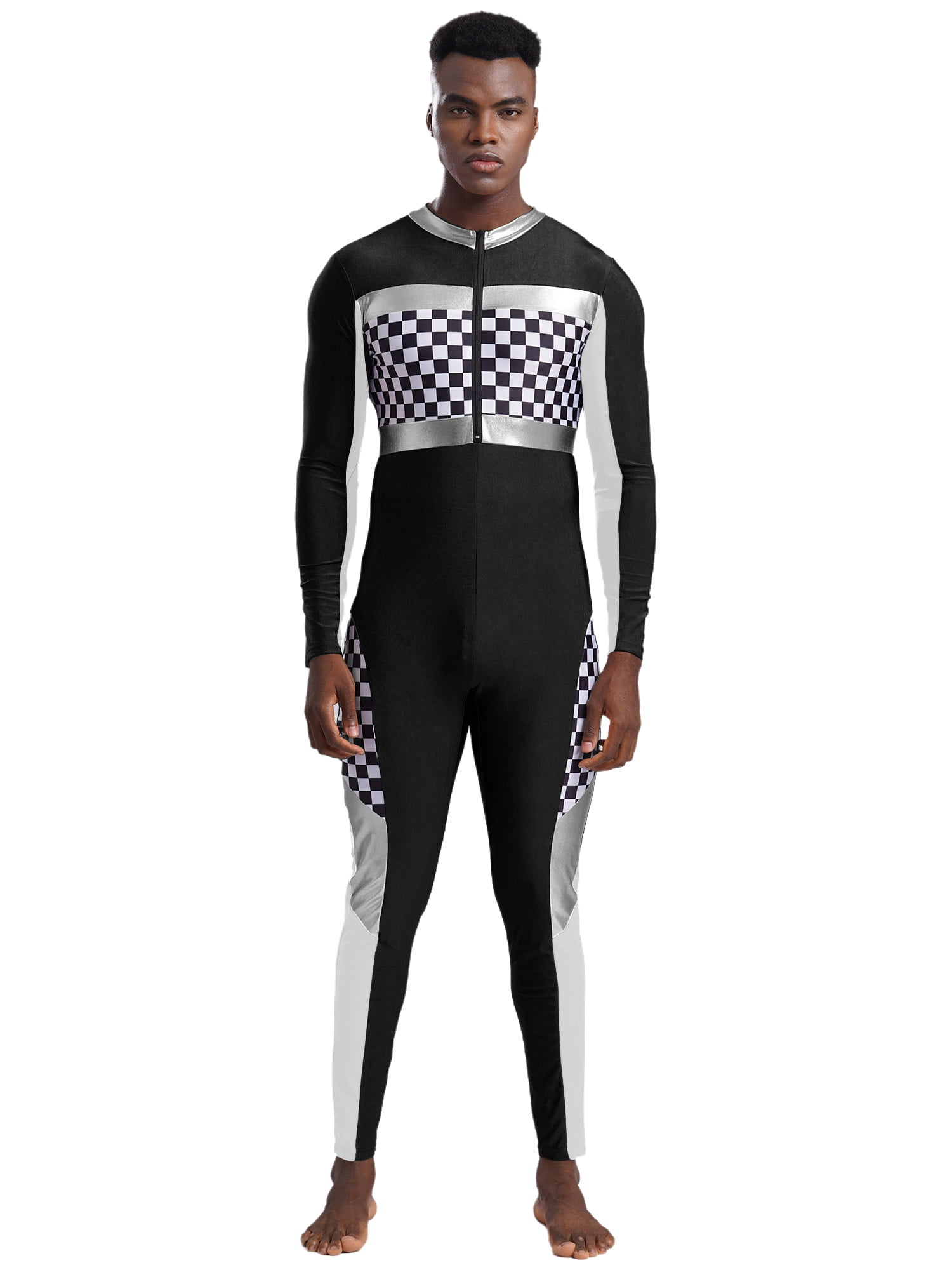 iiniim Mens Checkerboard Bodysuit Racer Racing Costume Speed Race Car ...