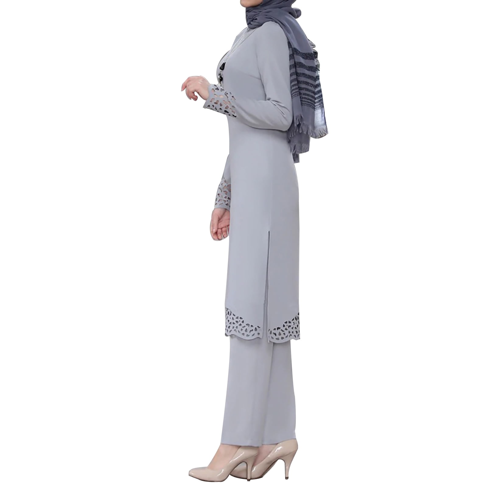 iiniim Muslim Dress for Women Elegant Long Sleeve Robe and Pants Dubai ...