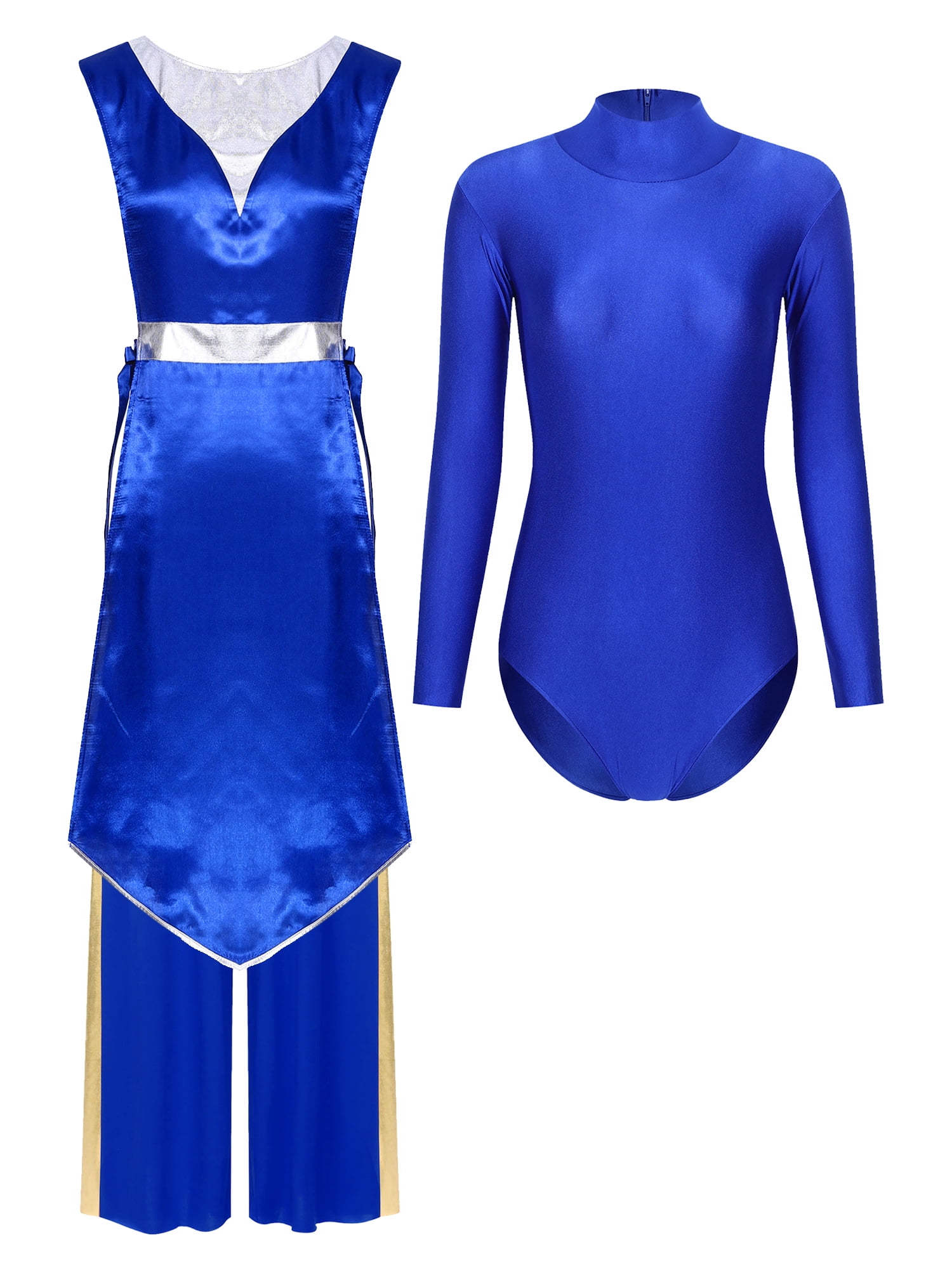 iiniim Praise Dance Outfit for Women 3 Piece Suit Long Sleeve Unitard ...