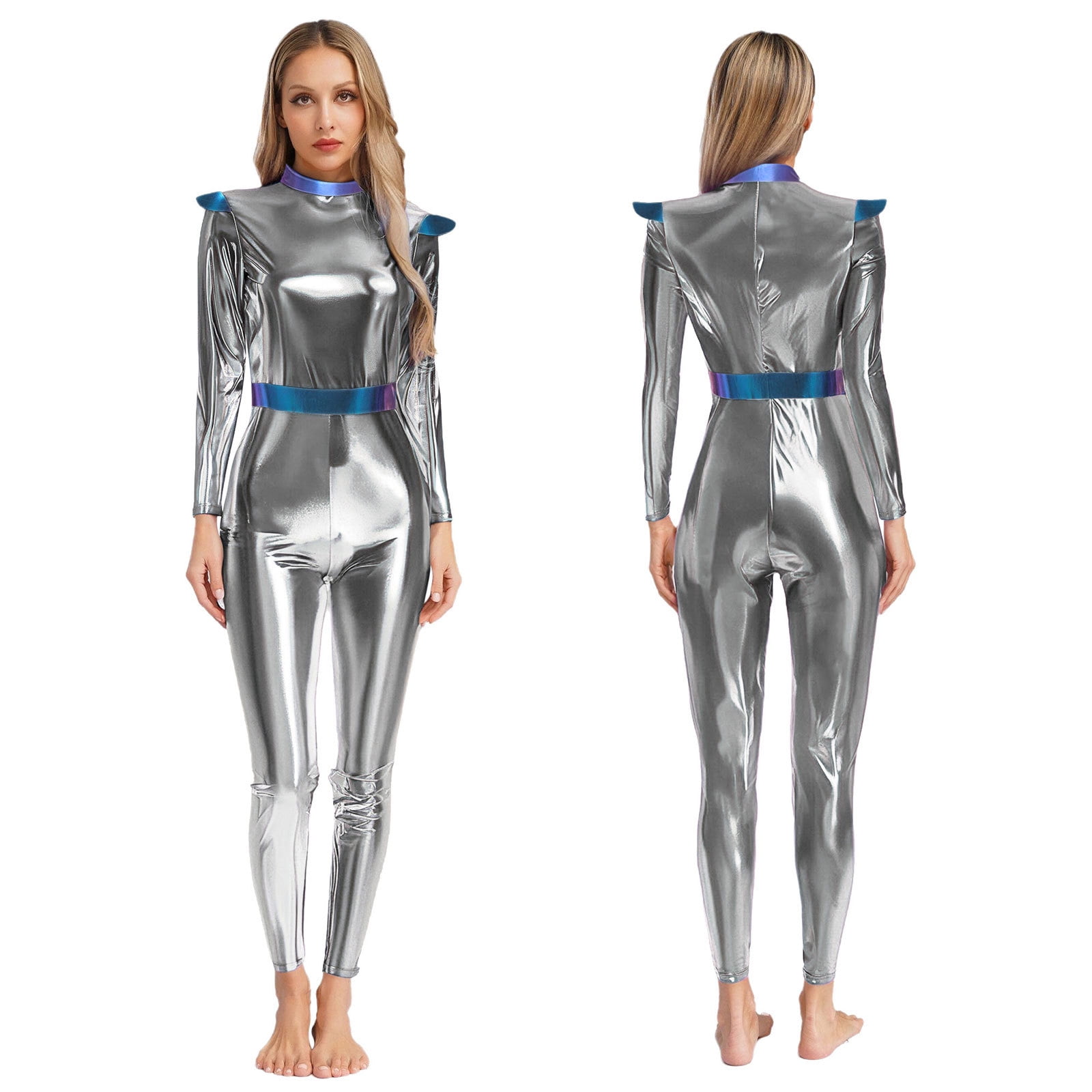 iiniim Shiny Metallic Alien Costume for Women Full Body Catsuit ...