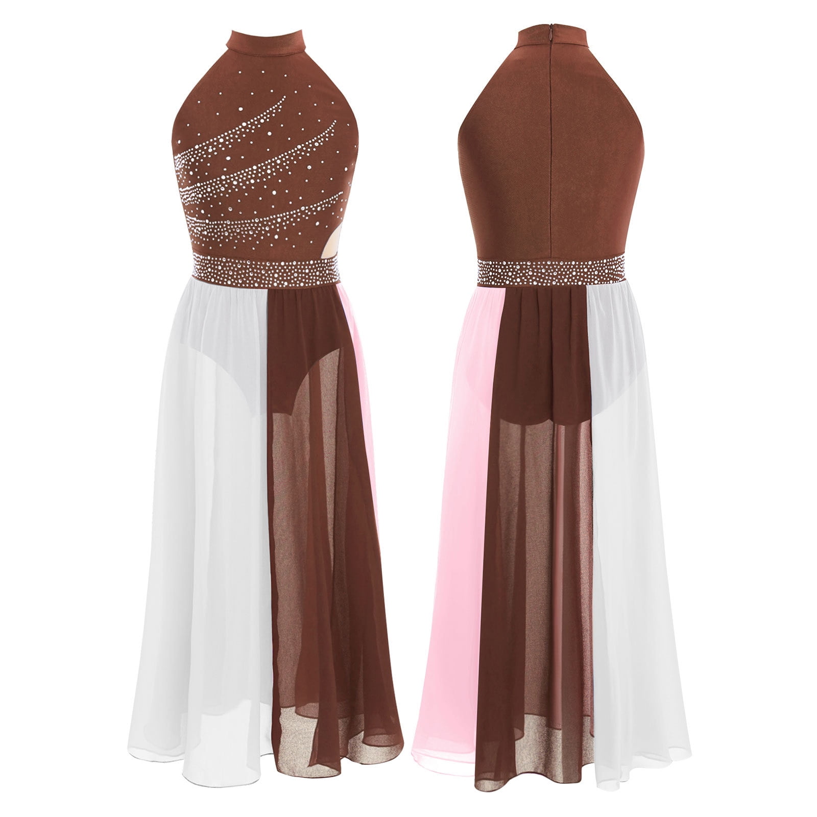 iiniim Sleeveless Flowy Skirt for Girls Ballet Leotard Dress Modern ...