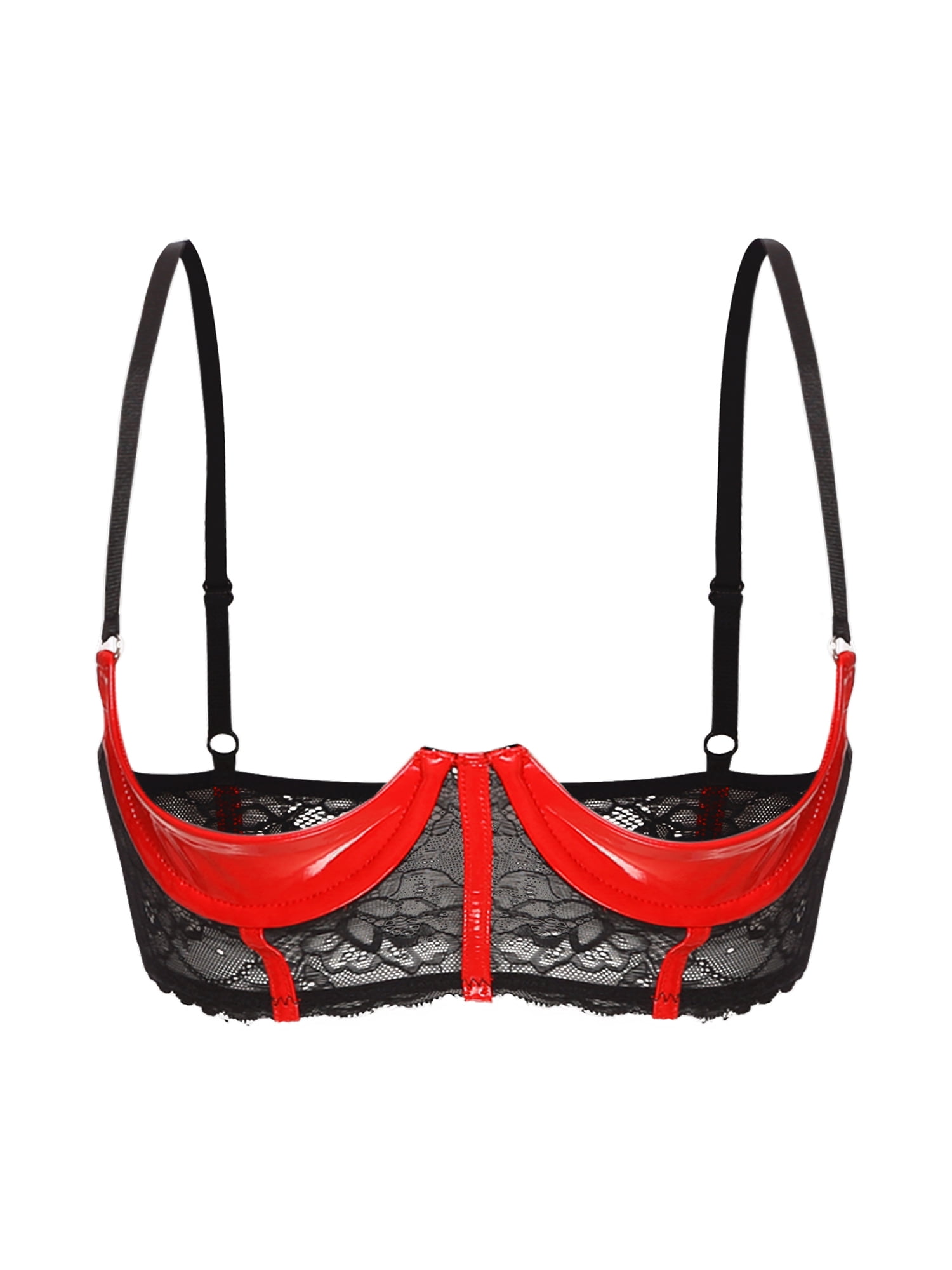 iiniim Woman's Lace Push Up 1/4 Cup Shelf Bra Underwire Balconette ...