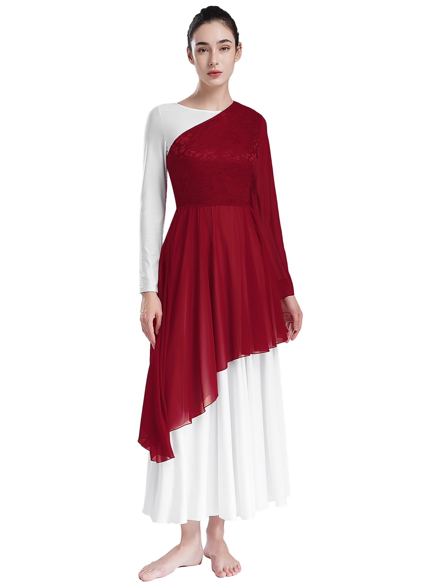 iiniim Women Asymmetrical Praise Dance Tunic Overlay Liturgical Dance ...