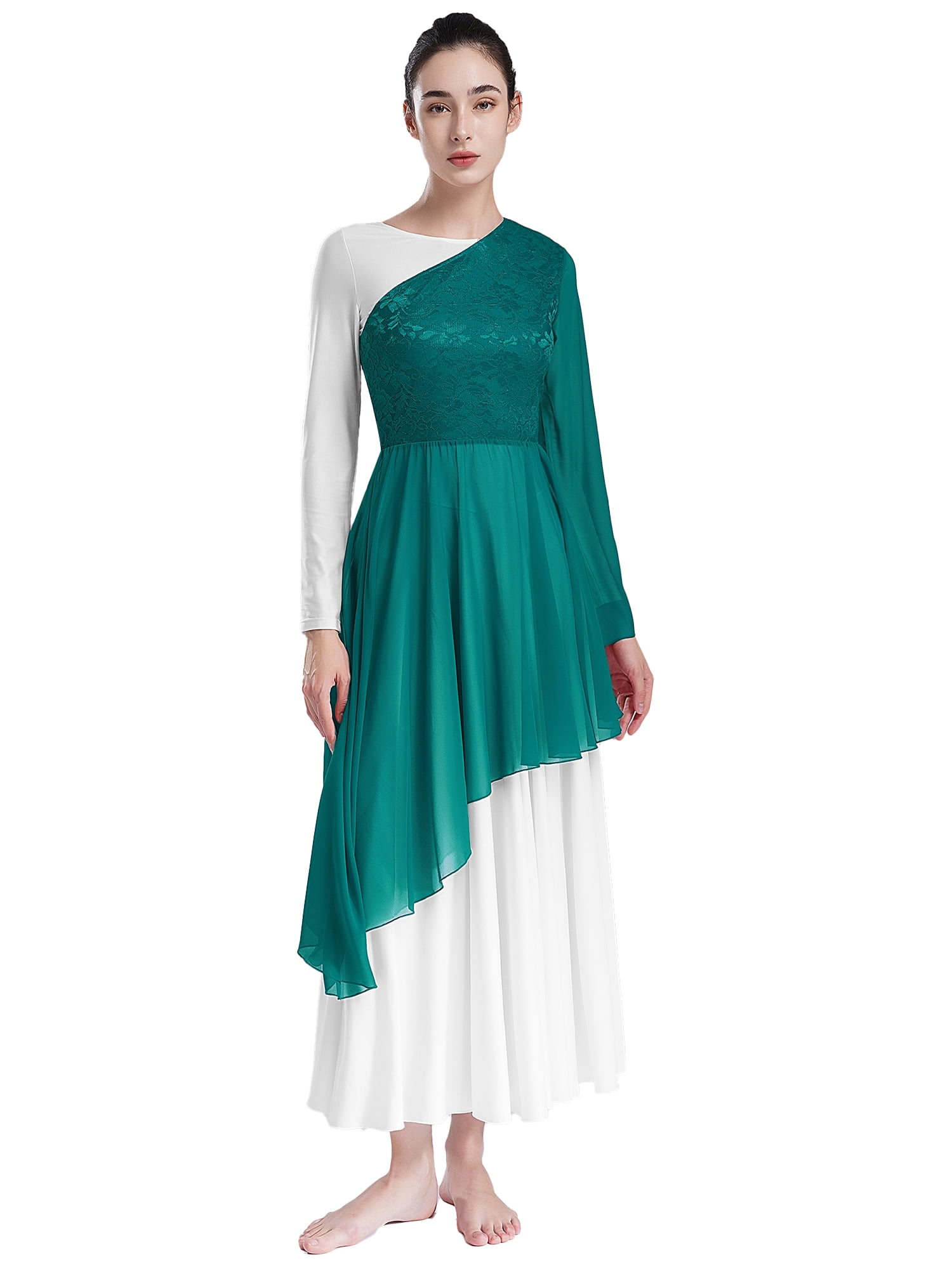 iiniim Women Asymmetrical Praise Dance Tunic Overlay Liturgical Dance ...