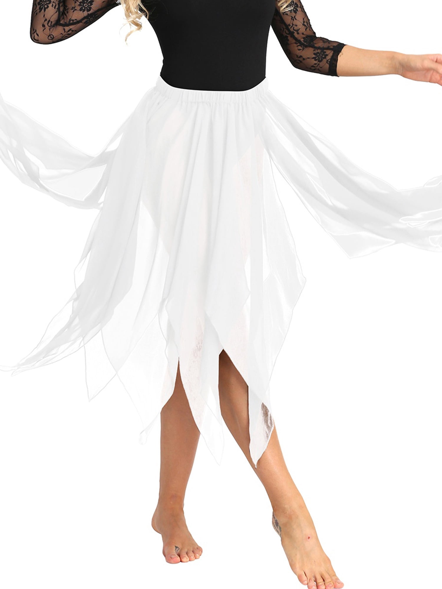 iiniim Women Girls Belly Dance Skirt Chiffon Asymmetric Side Split ...