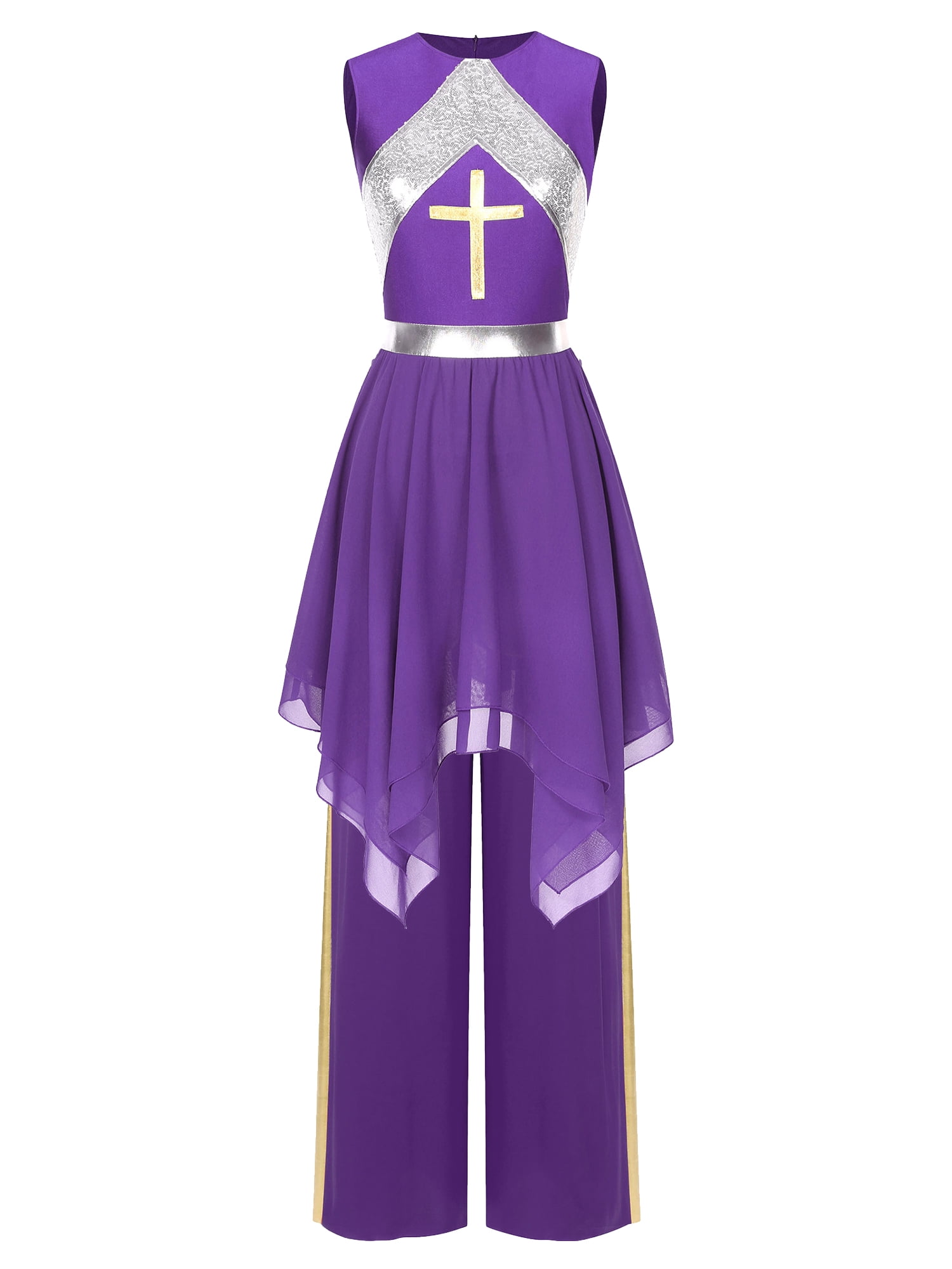 iiniim Women Liturgical Praise Dance Outfit with Wide-Leg Pants Cross ...