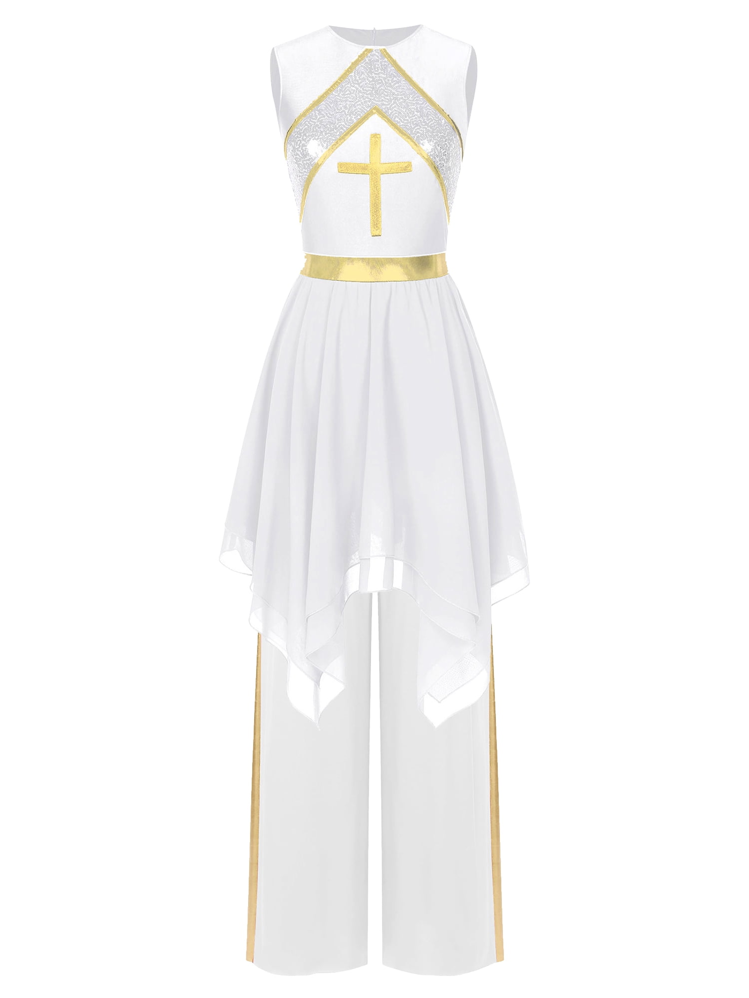 iiniim Women Liturgical Praise Dance Outfit with Wide-Leg Pants Cross ...