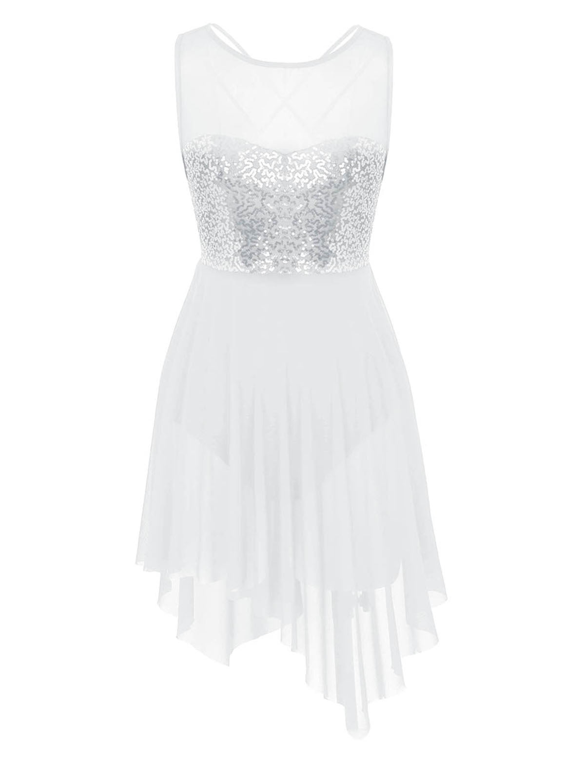 iiniim Women Lyrical Dance Costume Dress Illusion Sweetheart Sequins ...