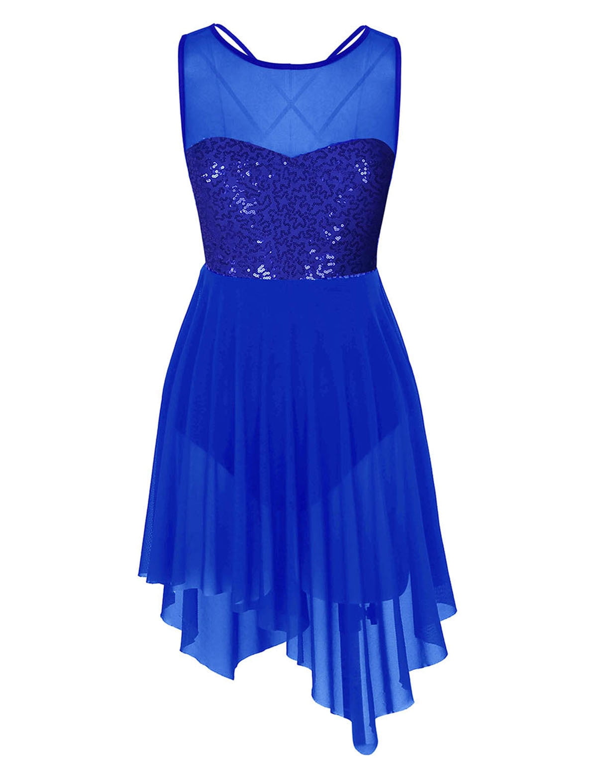 iiniim Women Lyrical Dance Costume Dress Illusion Sweetheart Sequins ...