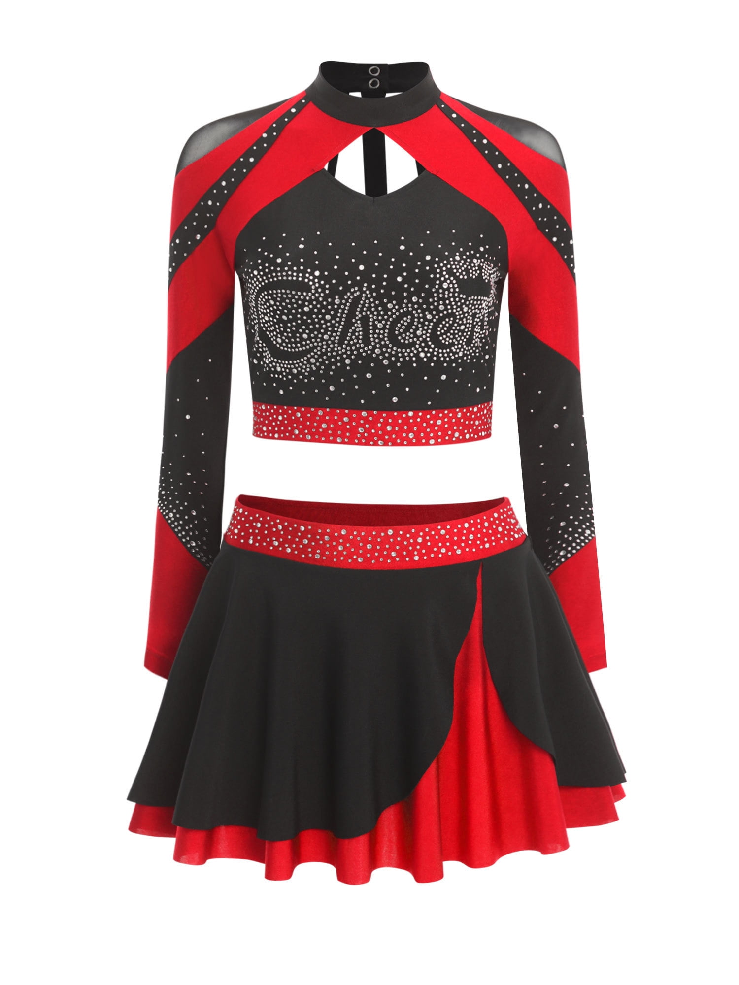 iiniim Women Rhinestone School Musical Cheerleading Dress Suit ...
