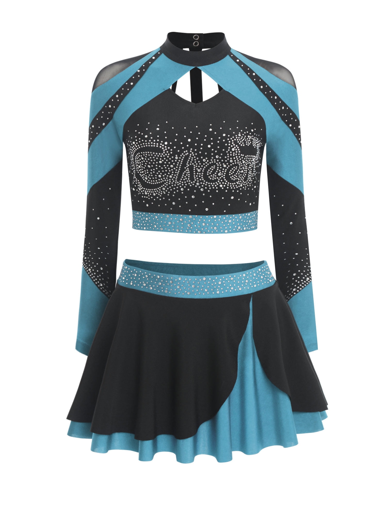 iiniim Women Rhinestone School Musical Cheerleading Dress Suit ...