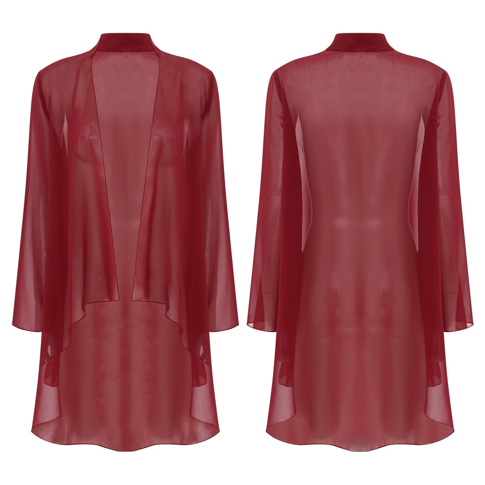 iiniim Women's Chiffon Open Front Long Sleeve Sheer Bolero Shrug Loose ...