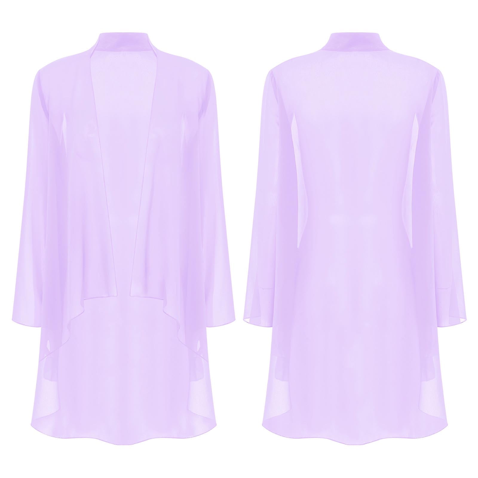 iiniim Women's Chiffon Open Front Long Sleeve Sheer Bolero Shrug Loose ...