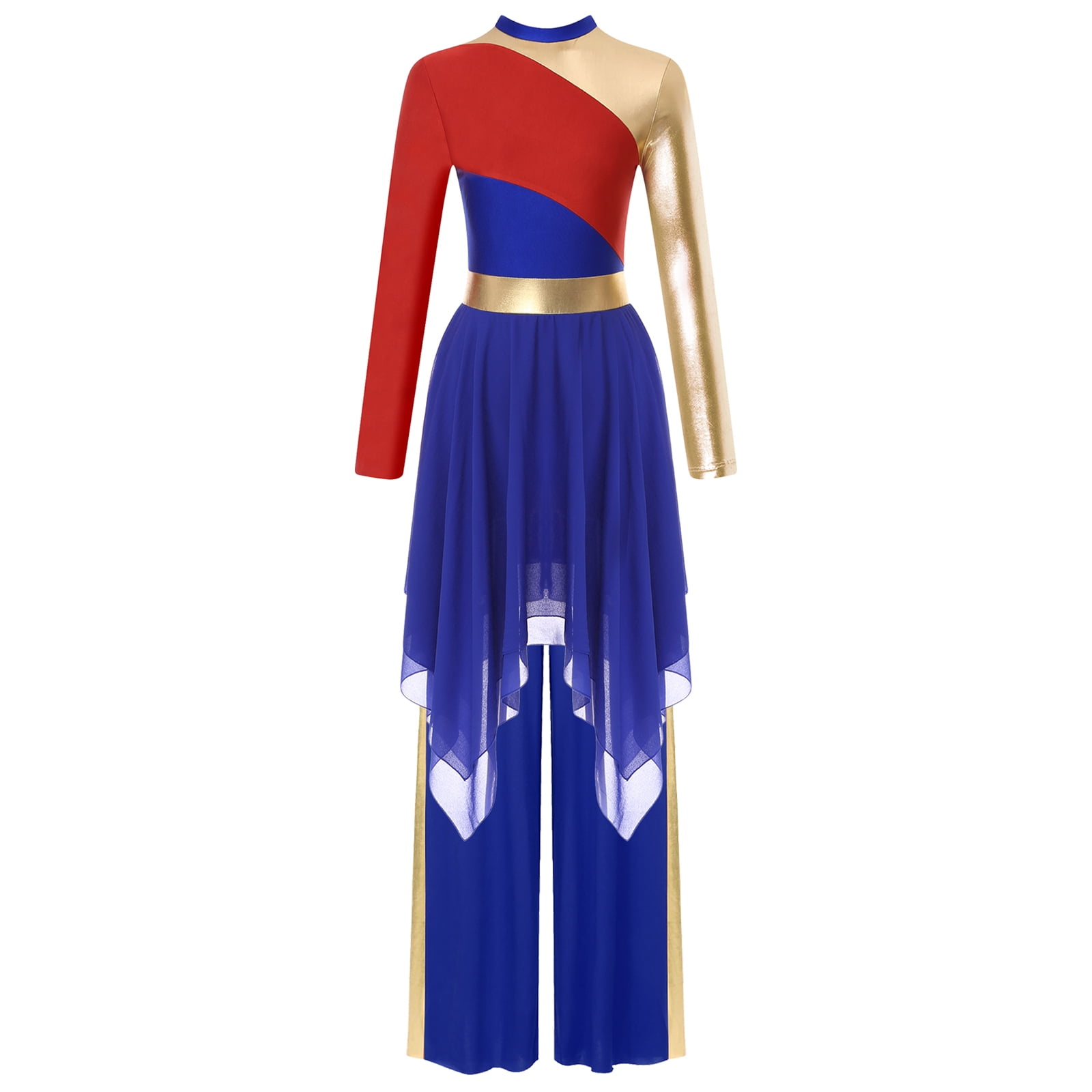 iiniim Women's Liturgical Praise Dance Outfit Color Block Lyrical Dance ...