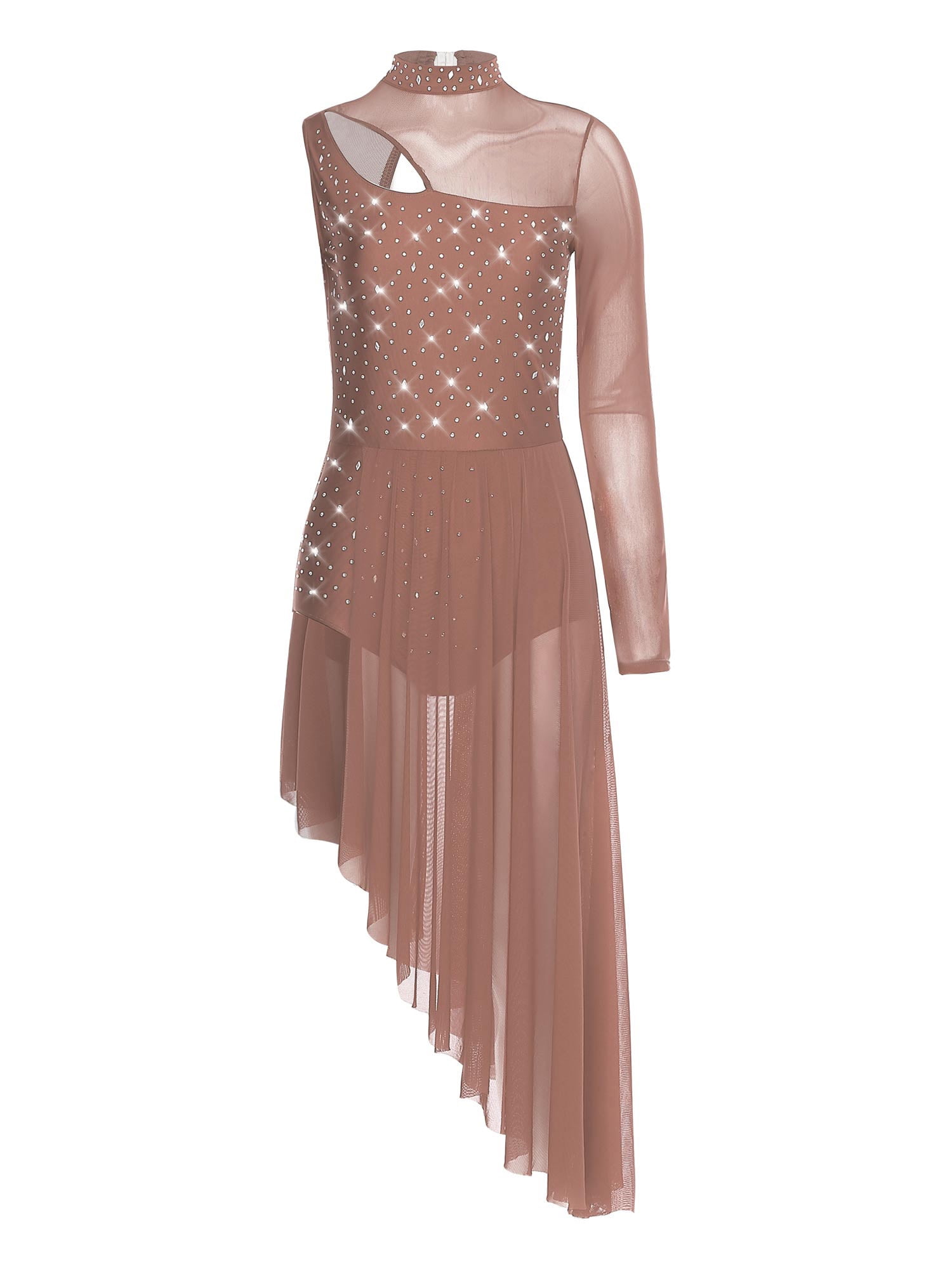 iiniim Women's Rhinestone Lyrical Dance Costume Sheer Mesh Leotard ...