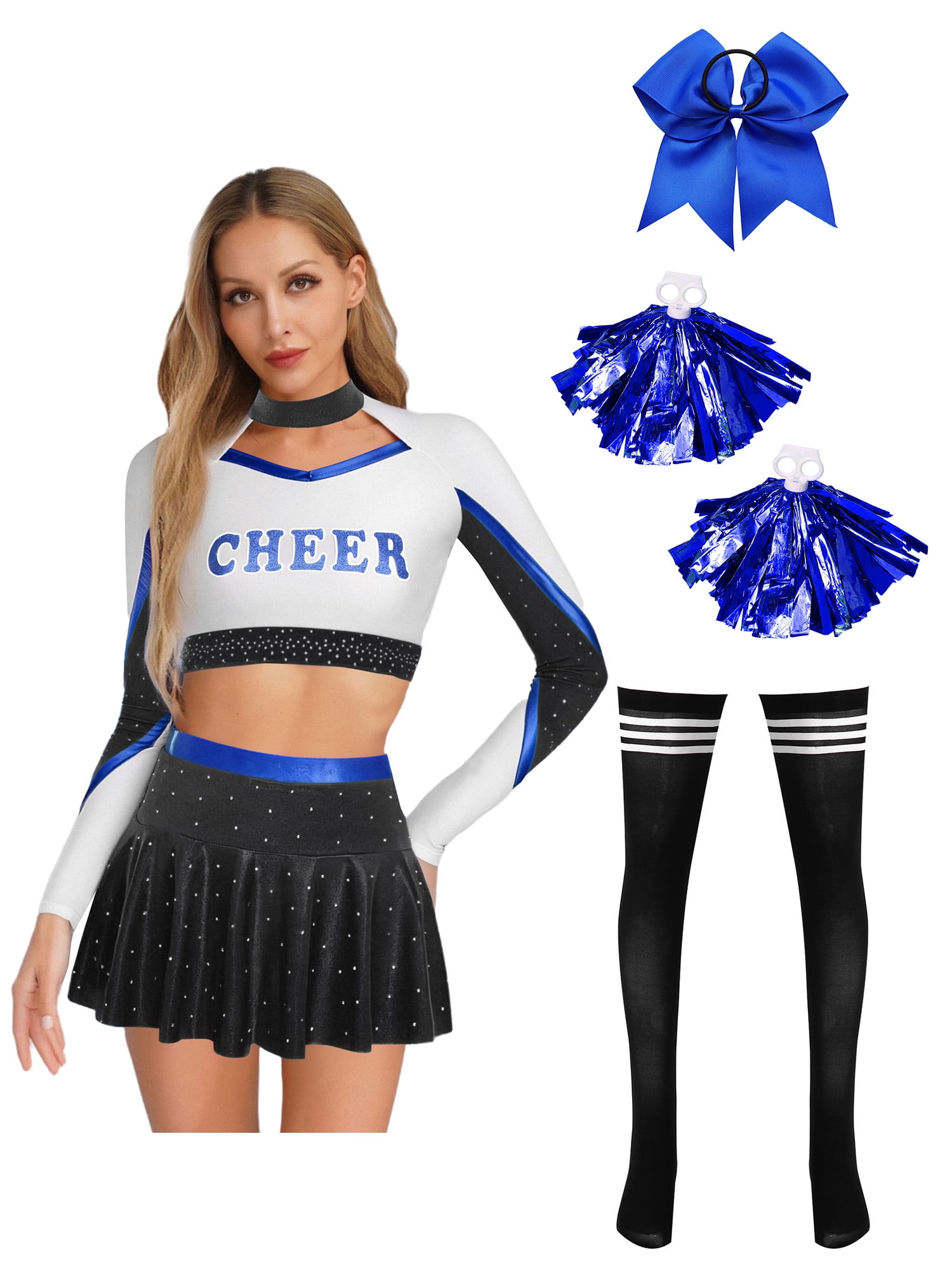 iiniim Womens Cheer Leader Costumes Set Schoolgirl Cheerleading Cosplay ...