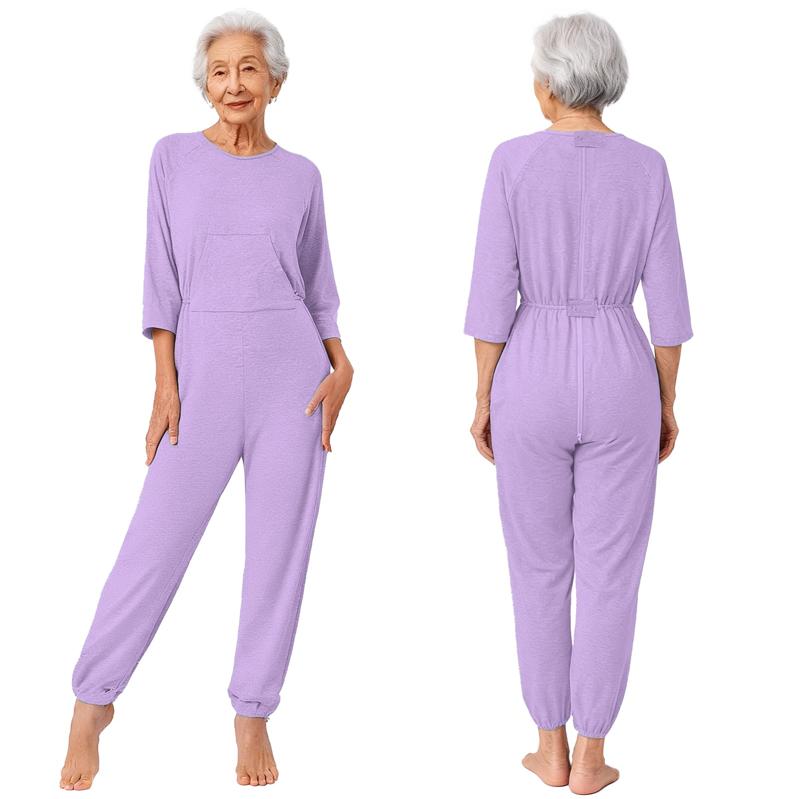 iiniim Womens Elderly Adaptive Anti-Strip Jumpsuit Loose Fit Nursing ...