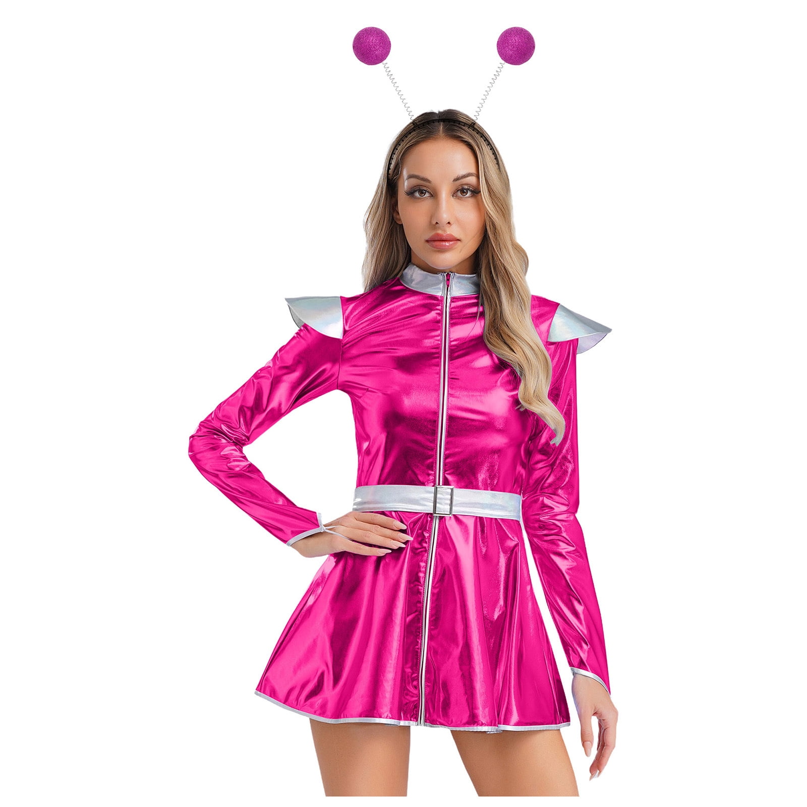 iiniim Womens Outer Space Cutie Alien Cosplay Long Sleeve Dress with ...
