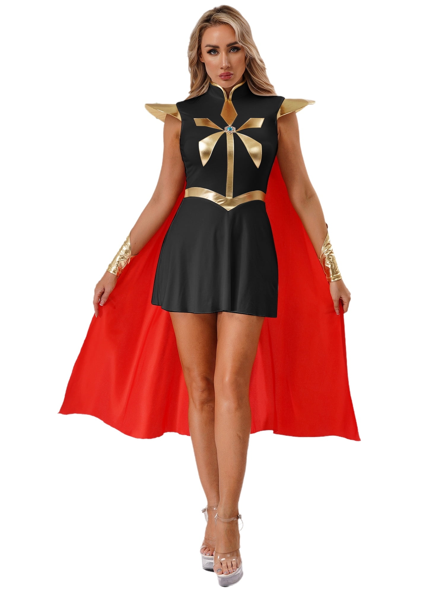 iiniim Womens Princess Cosplay Costumes with Red Cloak Cape for ...
