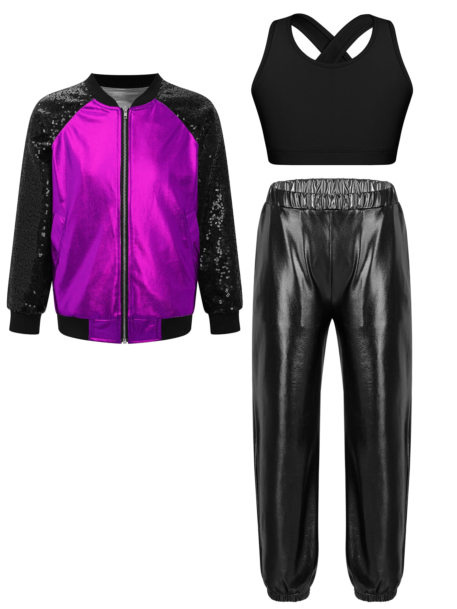 iiniim Youth Girls Modern Dance Outfits 3PCS Jazz Street Dancing ...