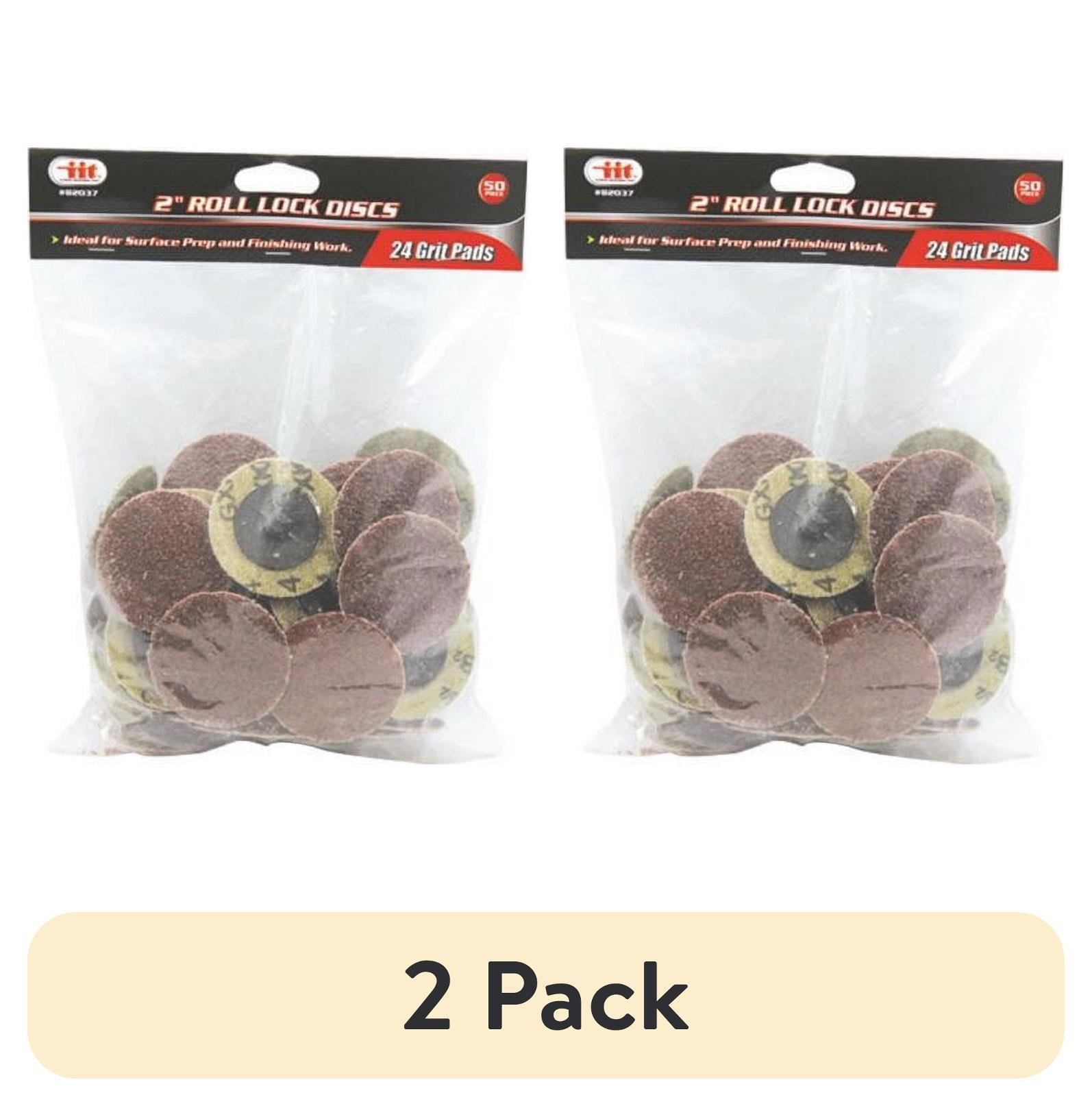 (2 pack) iit 82037 2" roloc style 24 grit sanding discs (50 pc ...