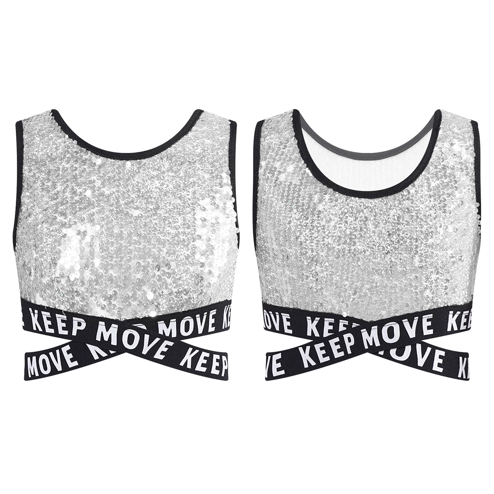 iixpin Big Girl's Sequins Camisole Dance Vest Shirts Tank Top Dance ...