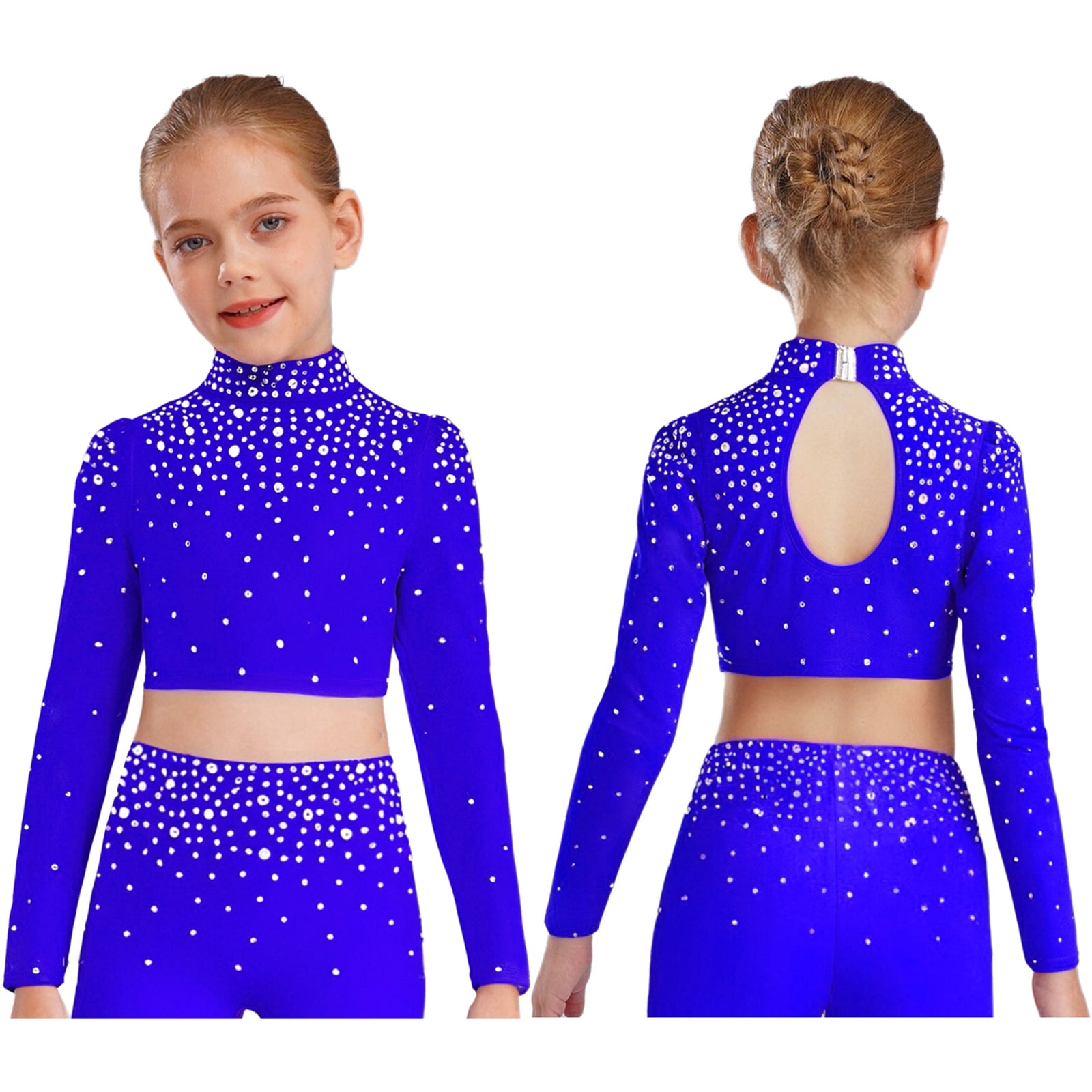 iixpin Big Girls Hip Hop Streetwear Sparkling Jazz Dance Crop Tops Mock ...