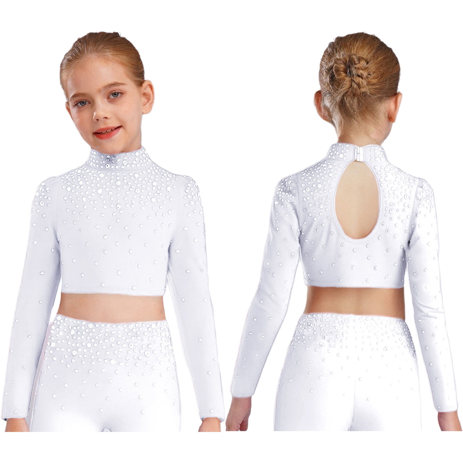 iixpin Big Girls Hip Hop Streetwear Sparkling Jazz Dance Crop Tops Mock ...