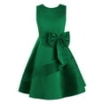 Iixpin Flower Girl Sleeveless Satin Bowknot Wedding Dress A Line Ruffle