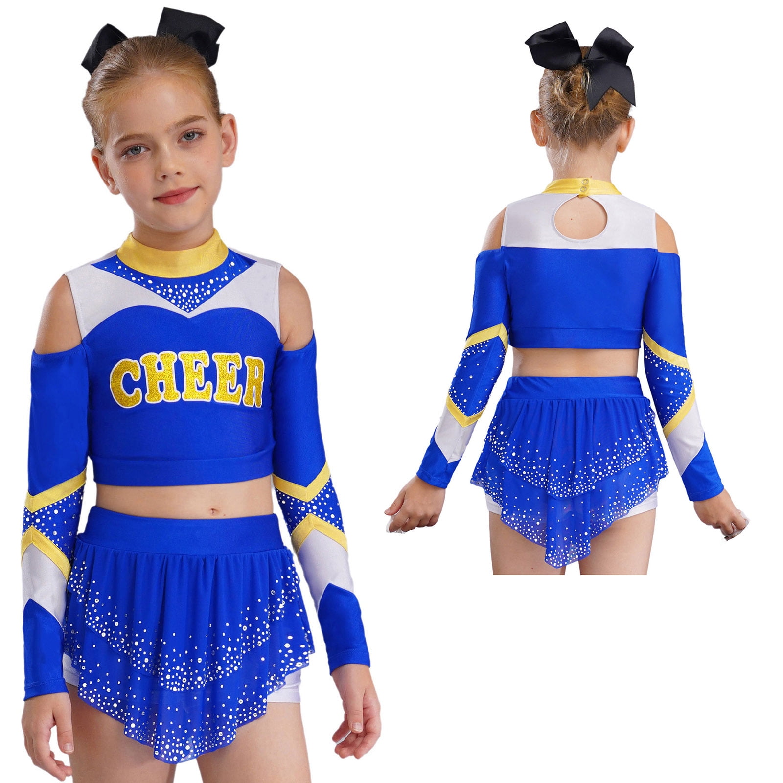 iixpin Girls Cheerleading Outfits Cheer Uniform Fancy Dress Cold ...