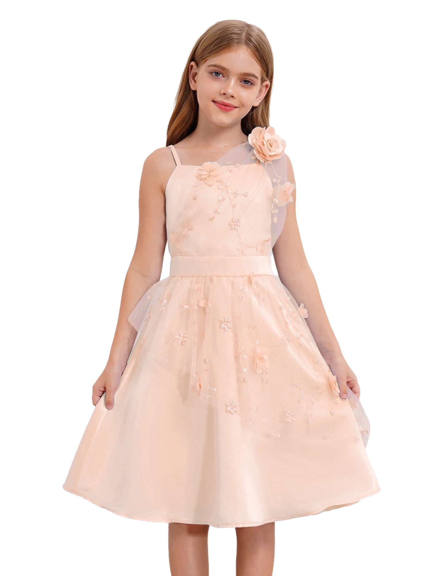 iixpin Girls Embroidery Mesh Tulle Dress Princess Tutu Dresses ...