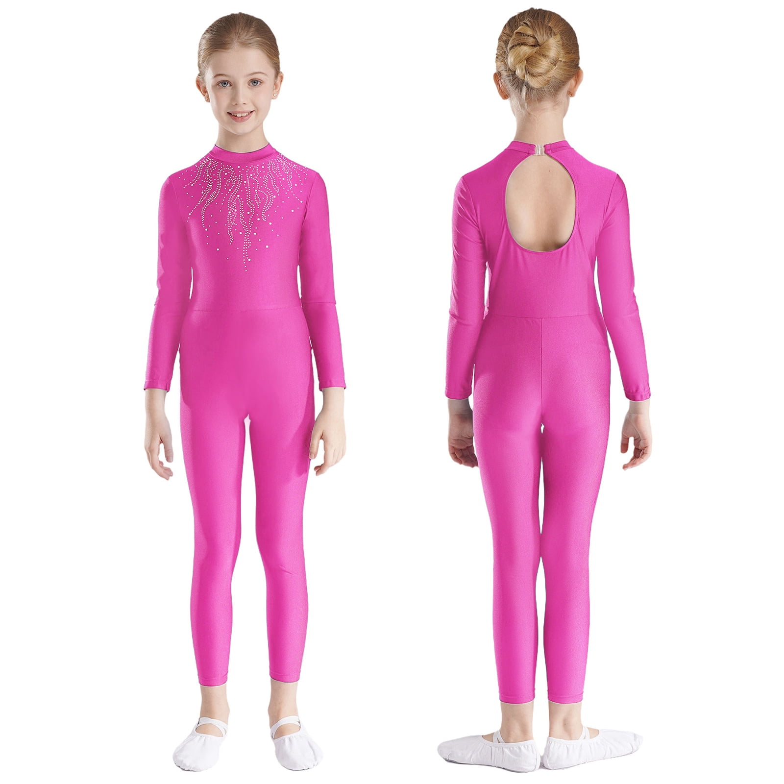 iixpin Girls Full Body Unitard Gymnastics Dance Jumpsuit Catsuit Full ...