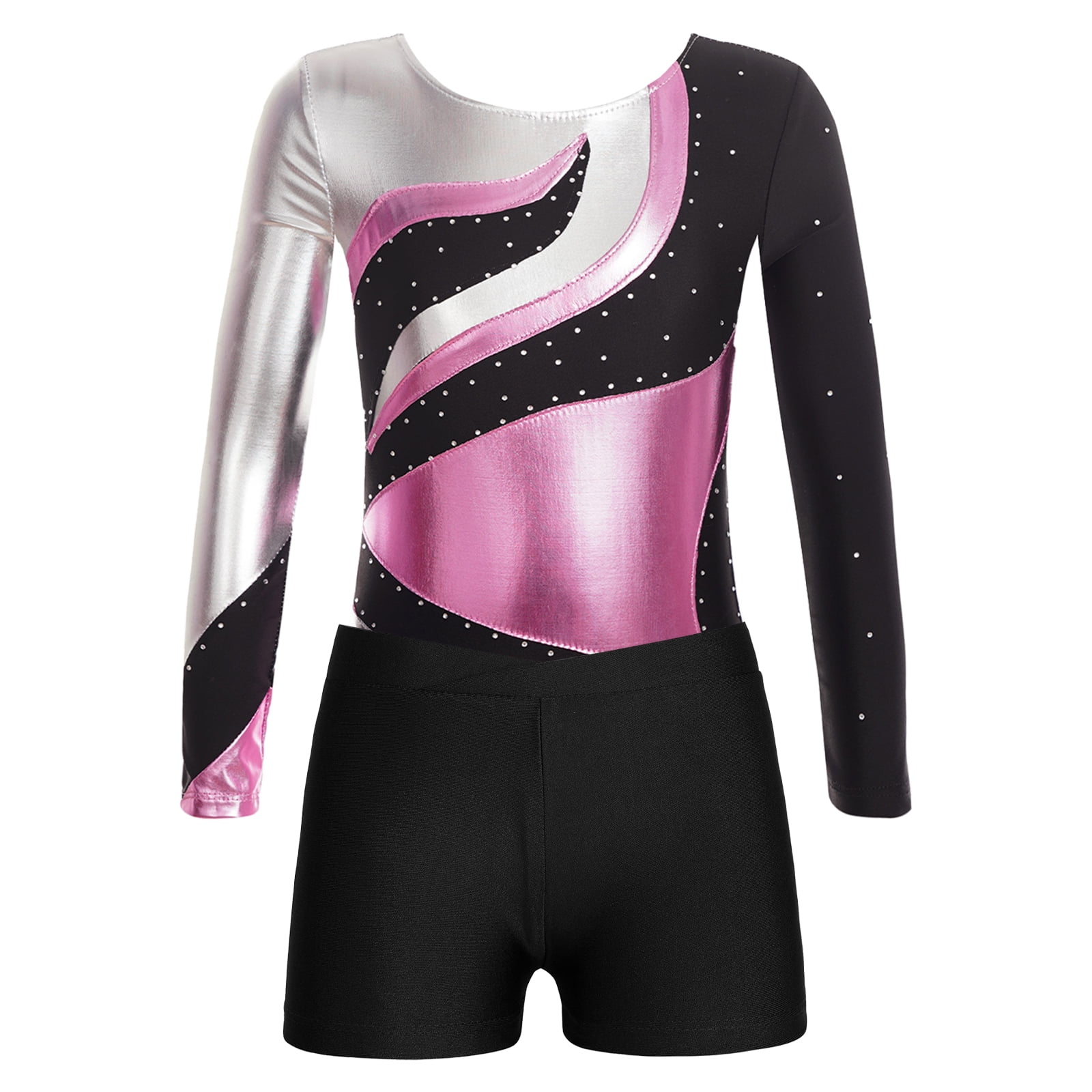 iixpin Girls Gymnastics Leotards with Shorts Long Sleeve Biketards Tank ...