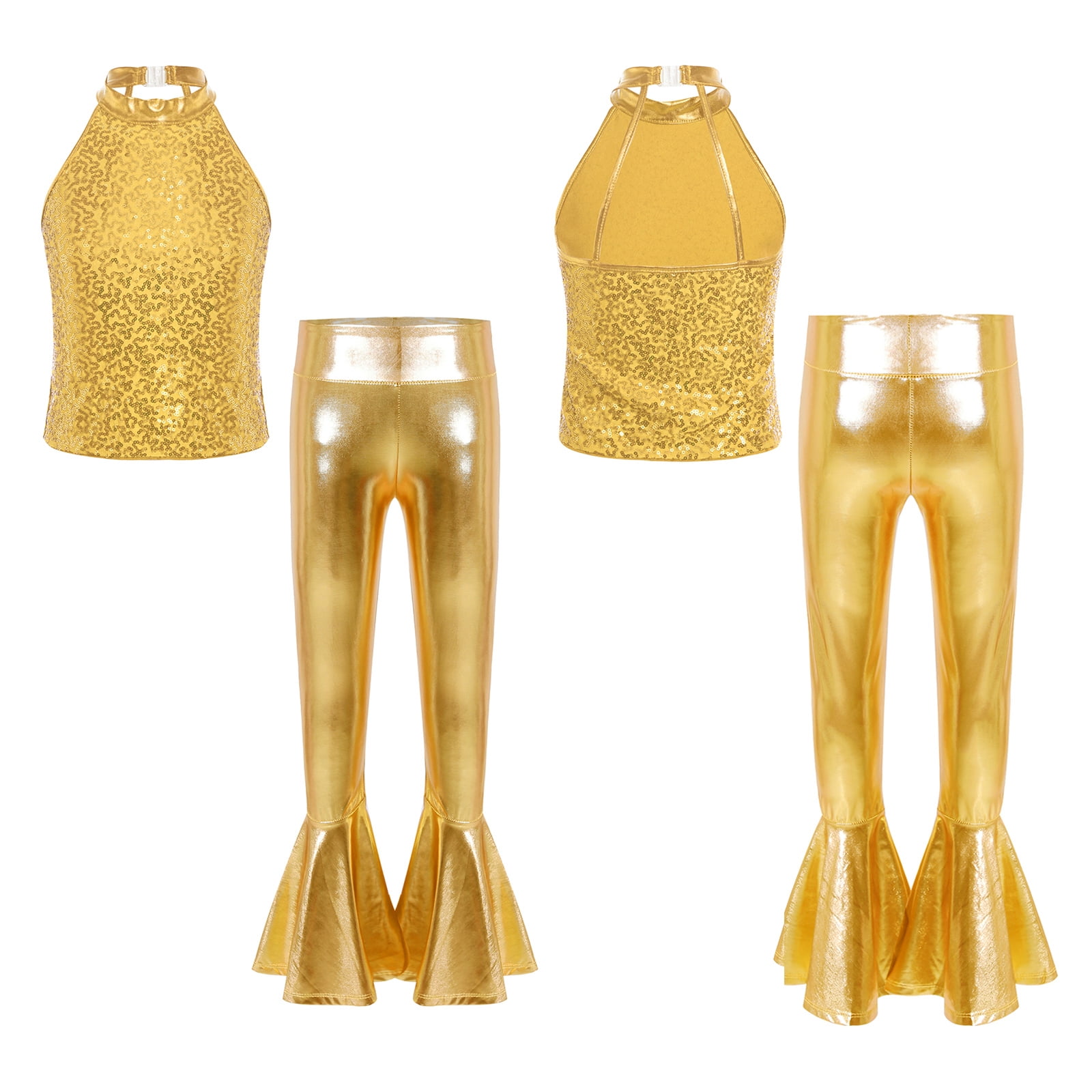 iixpin Girls Hip Hop Jazz Dance Outfits Kids Sequin Stage Performance ...